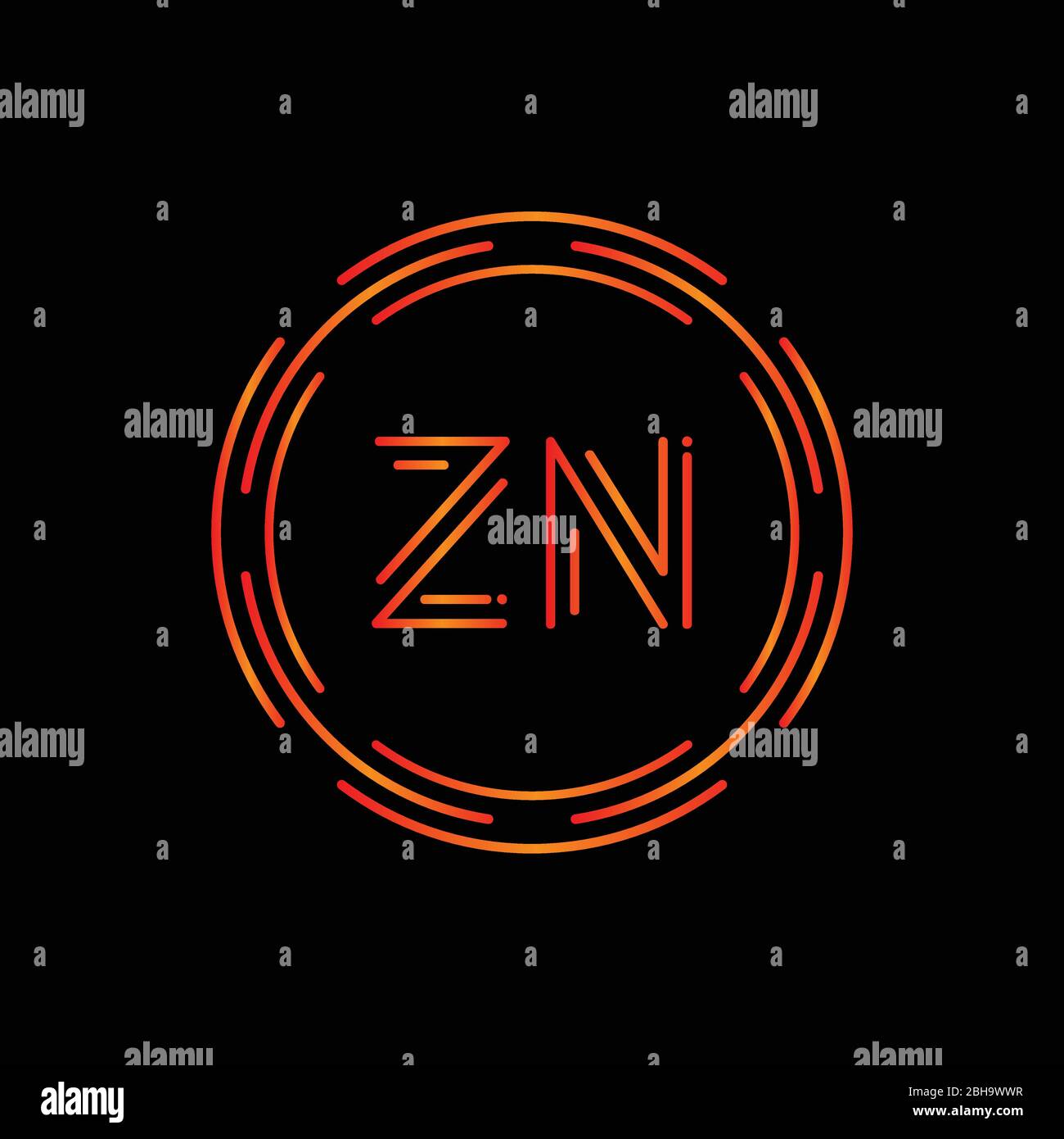 Initial ZN Logo Design Vector Template. Digital Circle Letter ZN ...