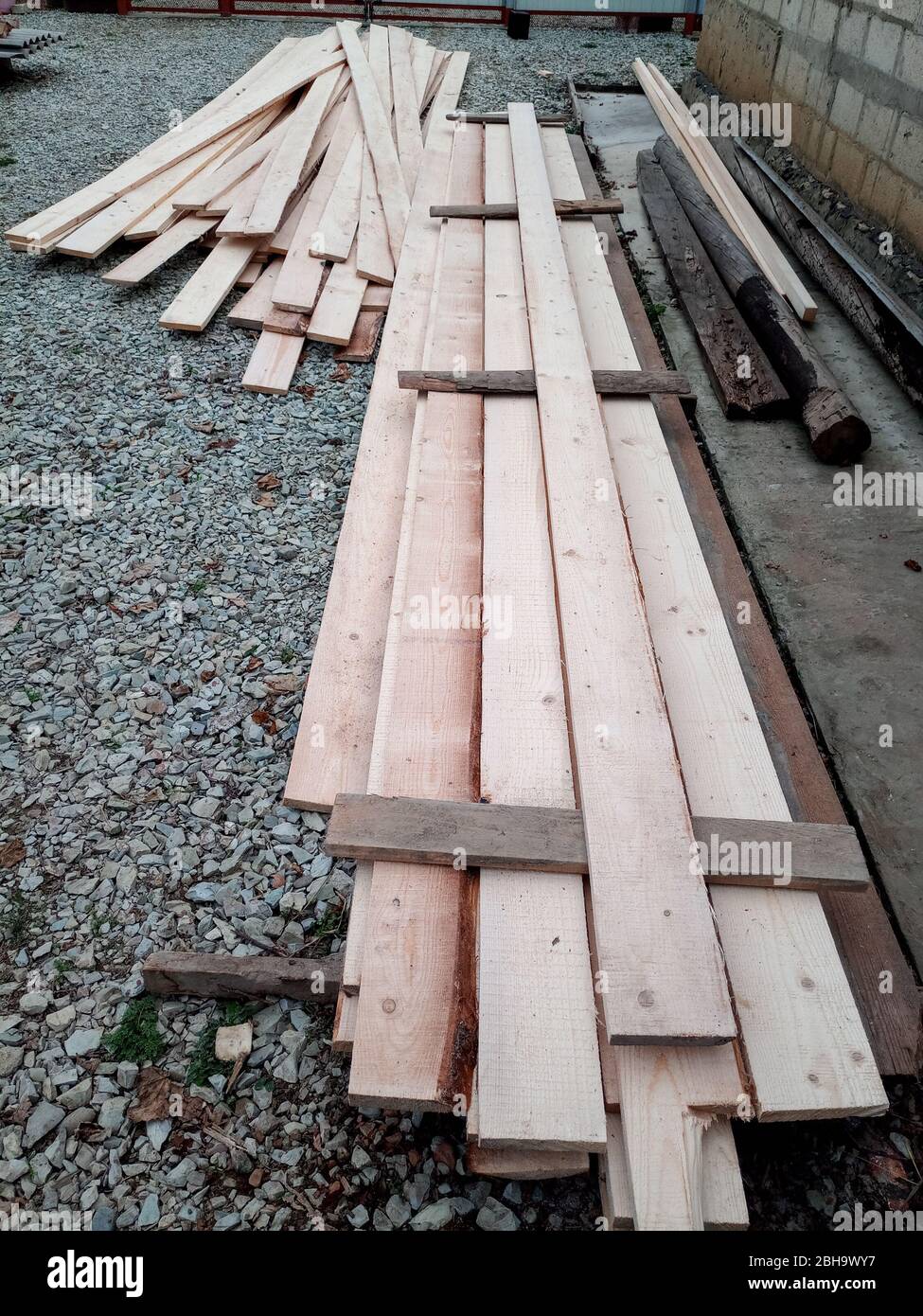 Boards with a sawmill. Building material from wood, boards for ...