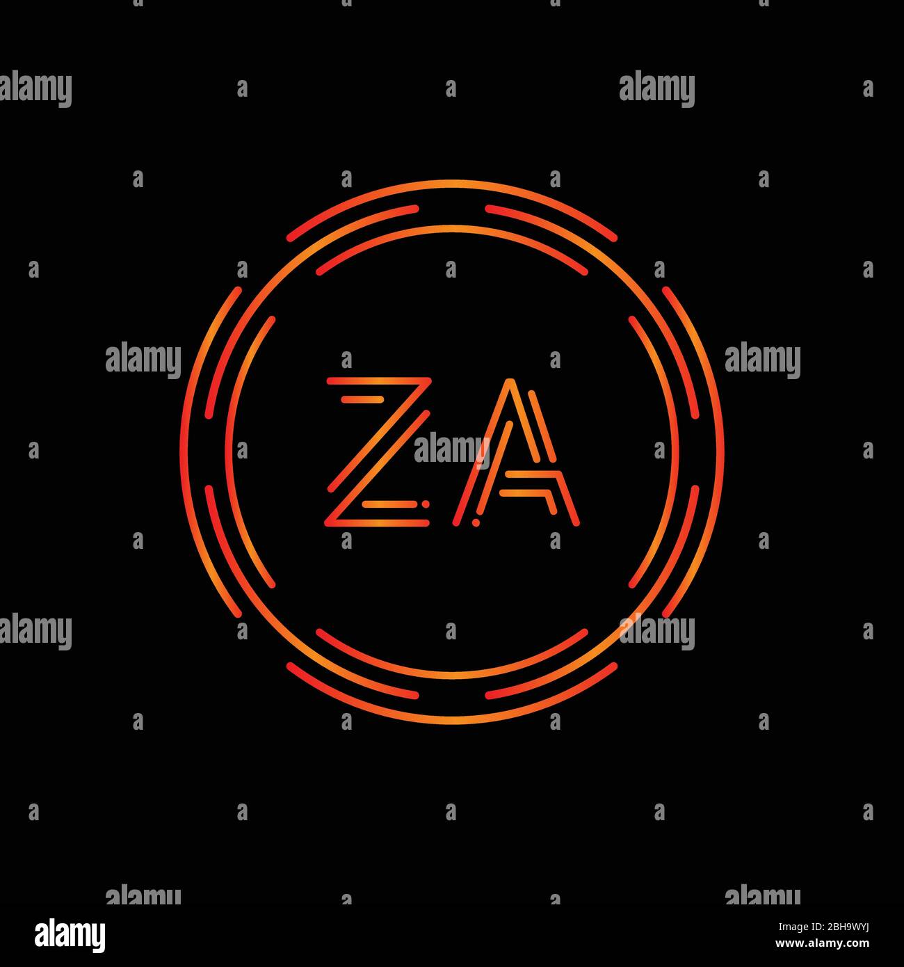 Initial ZA Logo Design Vector Template. Digital Circle Letter ZA ...