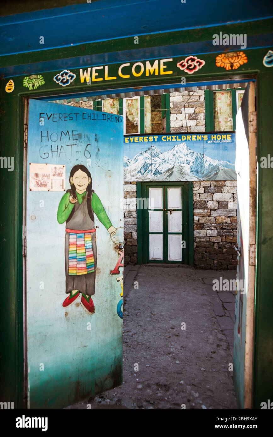 Entrance to a children's home, Nepal, open gate, Welcome Stock Photo ...