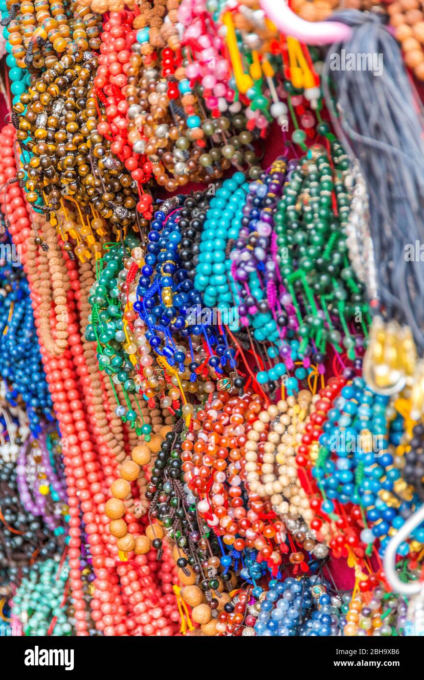 Chains, bracelets, souvenirs, Nepal, prayer beads Stock Photo - Alamy