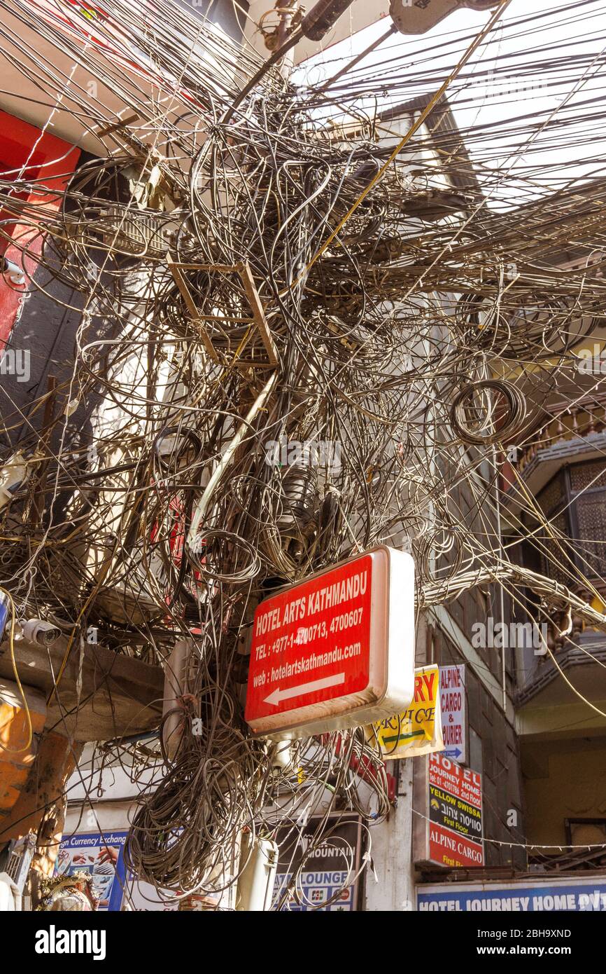 Power supply, external power lines, electricity, cable clutter Stock ...