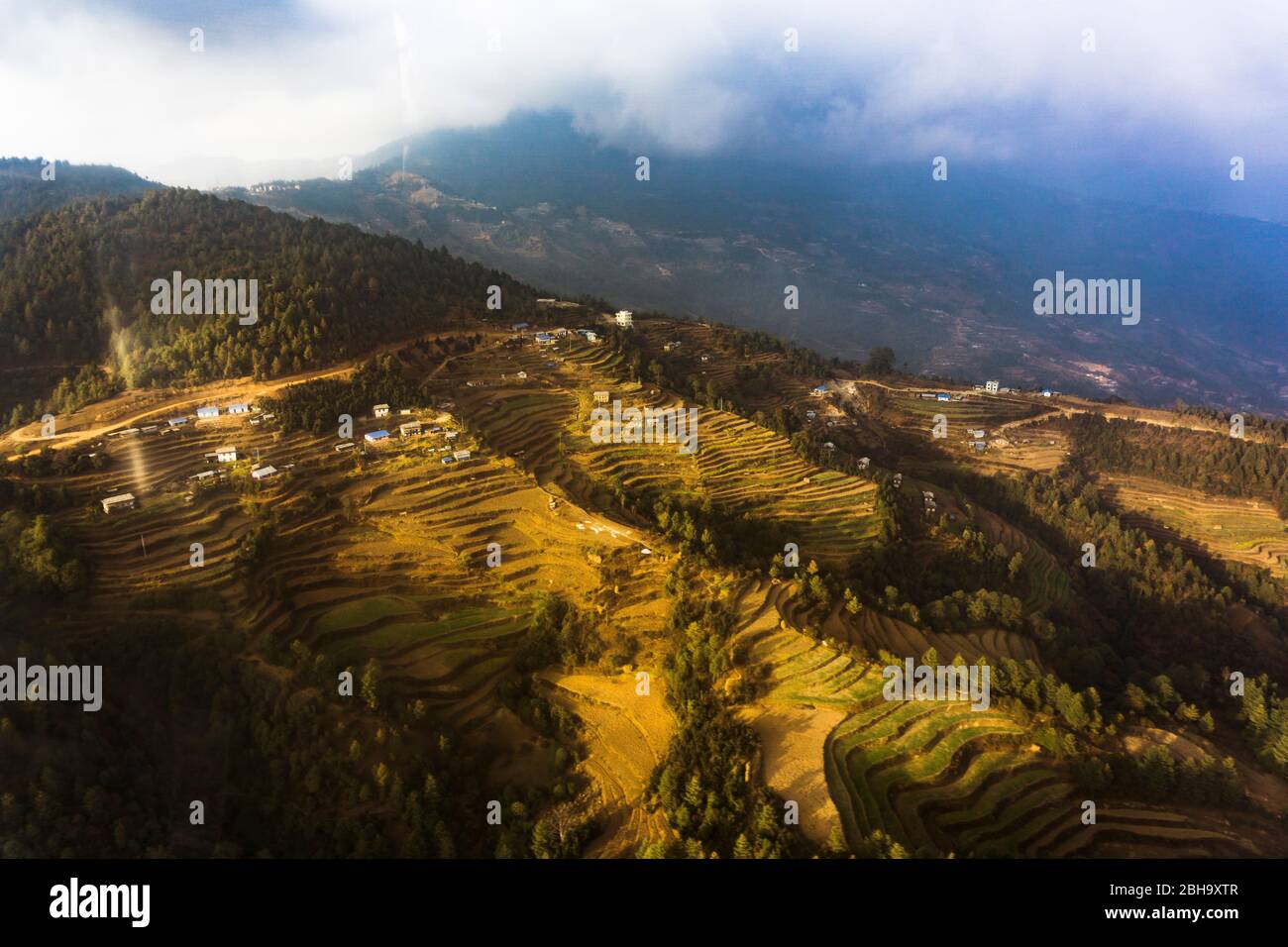 Rice terraces in Kathmandu Valley, from above Stock Photo - Alamy