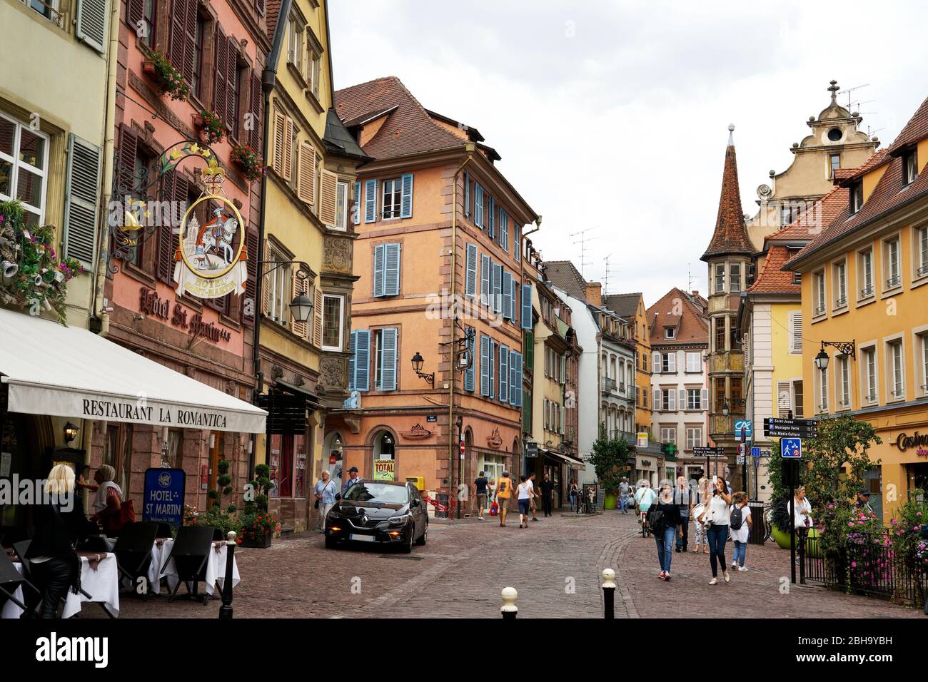 France, Alsace, Alsace Wine Route, Colmar, Grand Rue, Cobblestone ...