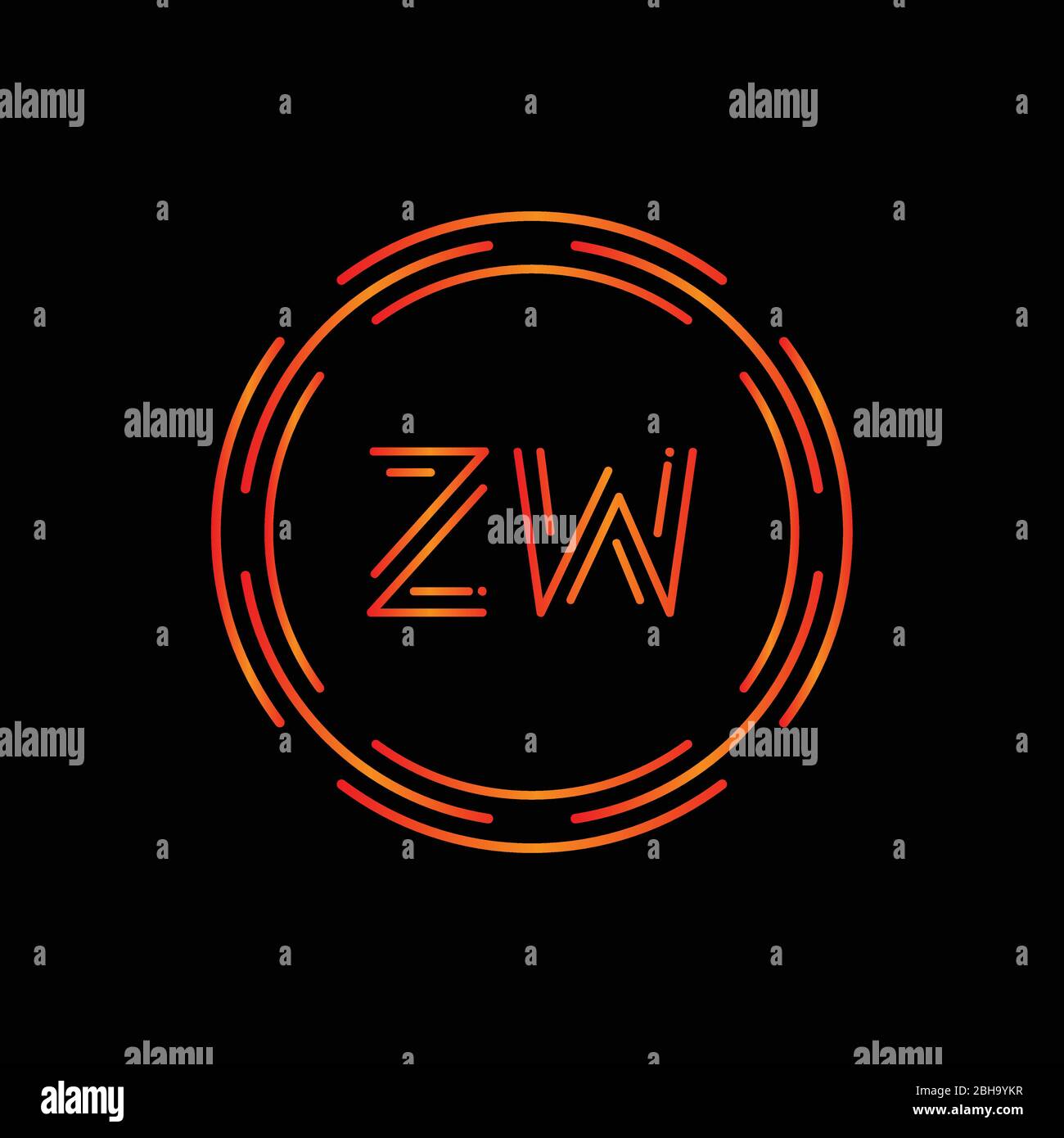 Initial ZW Logo Design Vector Template. Digital Circle Letter ZW ...