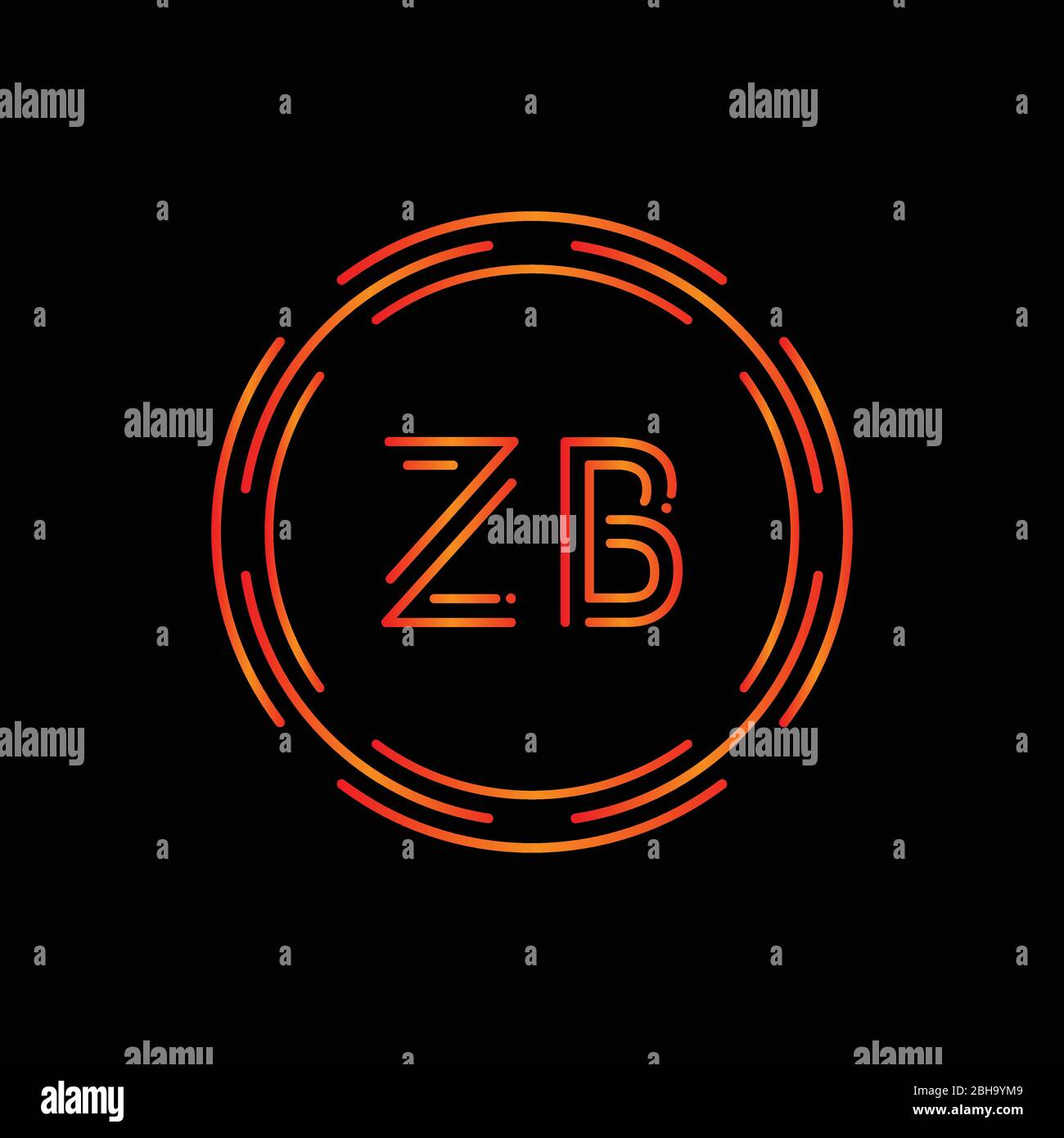 Initial ZB Logo Design Vector Template. Digital Circle Letter ZB ...