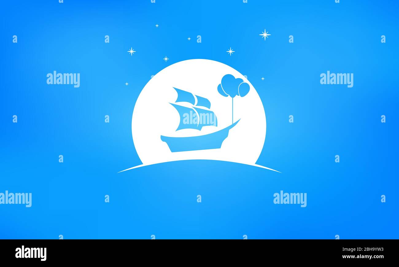 Moon in blue sky minimal Stock Vector Images - Alamy