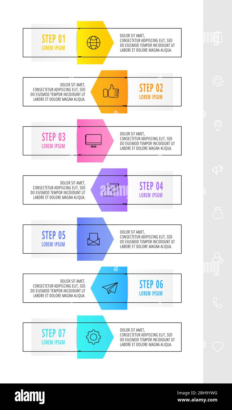 Infographic with 7 elements with arrows. Vector concept of seven ...
