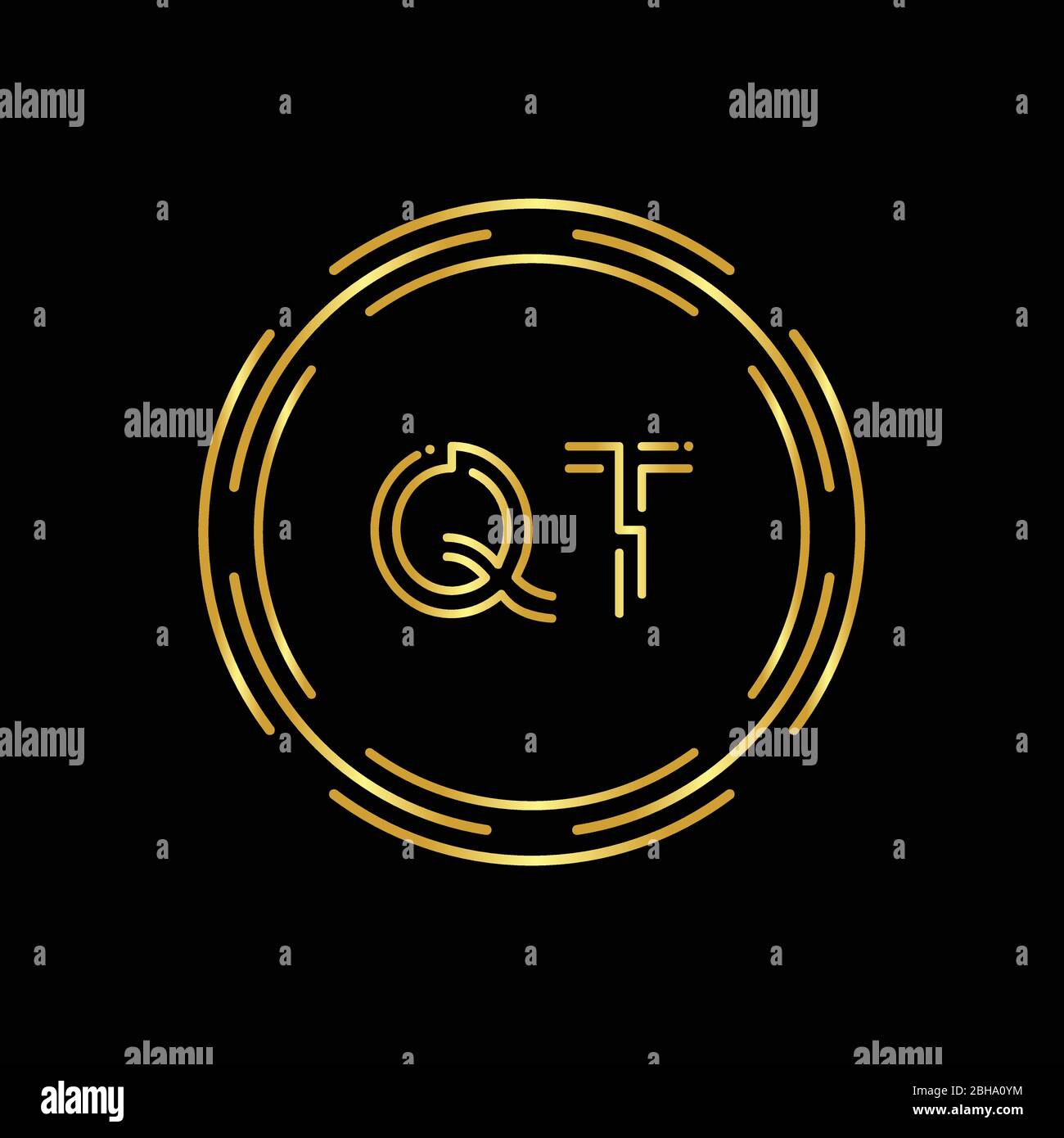Initial Letter QT Logo Design Vector Template. Digital Abstract Circle ...