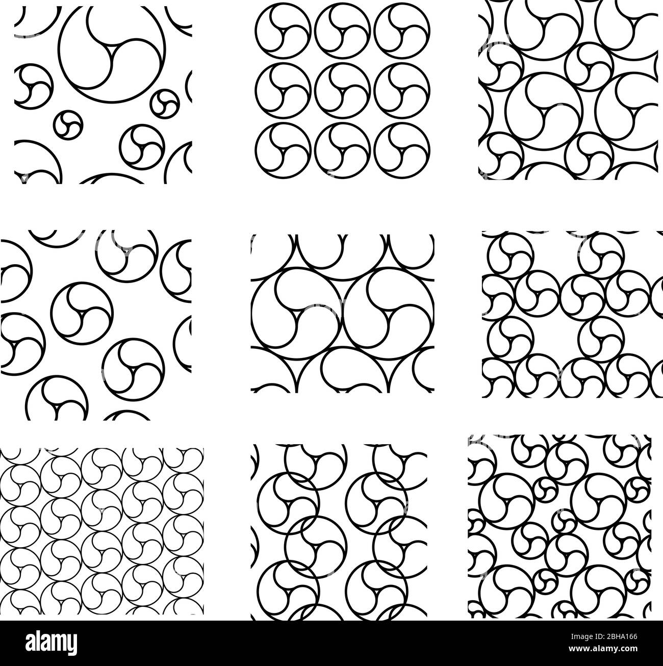 Seamless yin yang vector pattern Black and White Stock Photos & Images ...