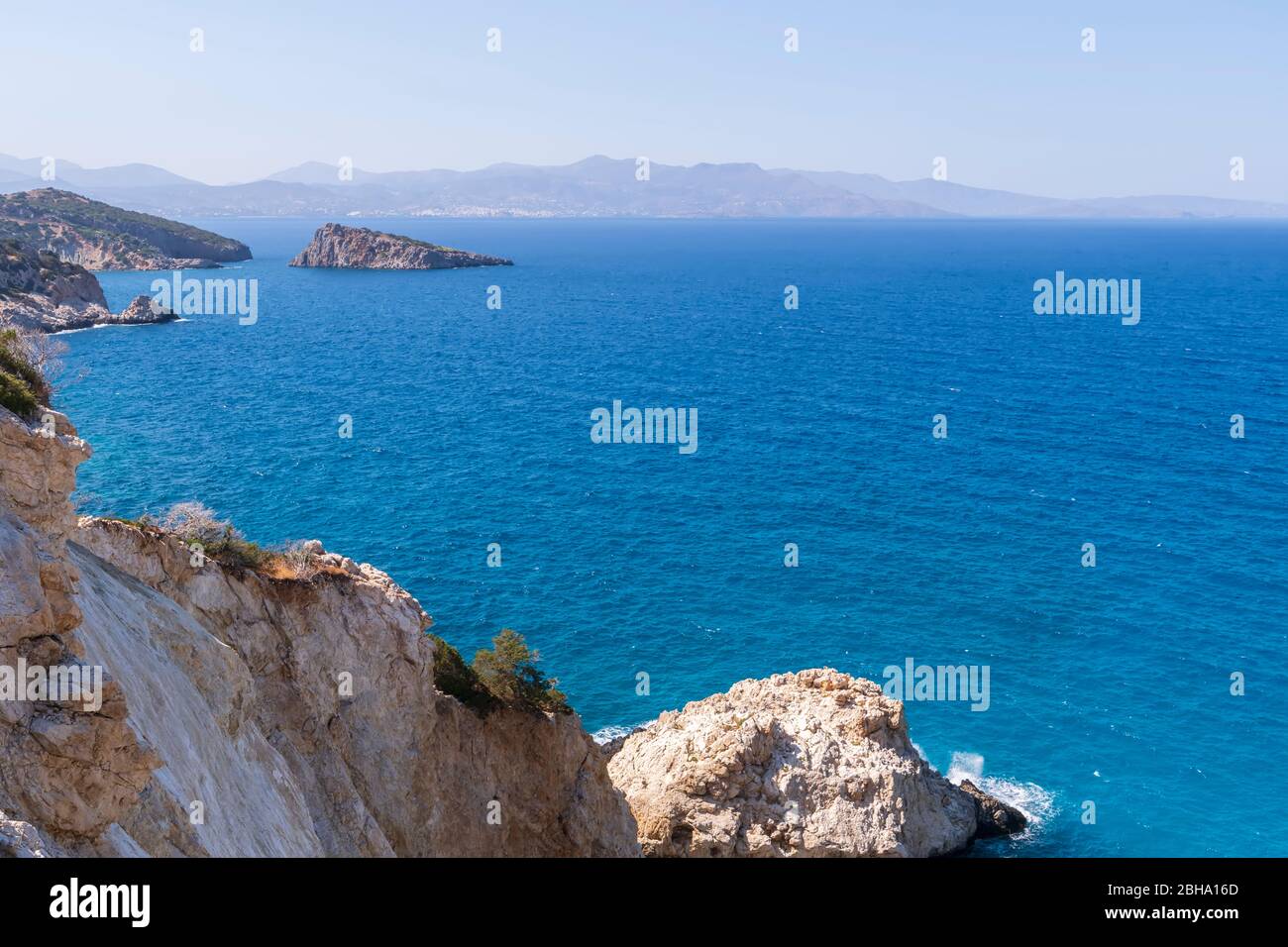 Panoramic view of a sea and islands from the top of the mountain, on ...