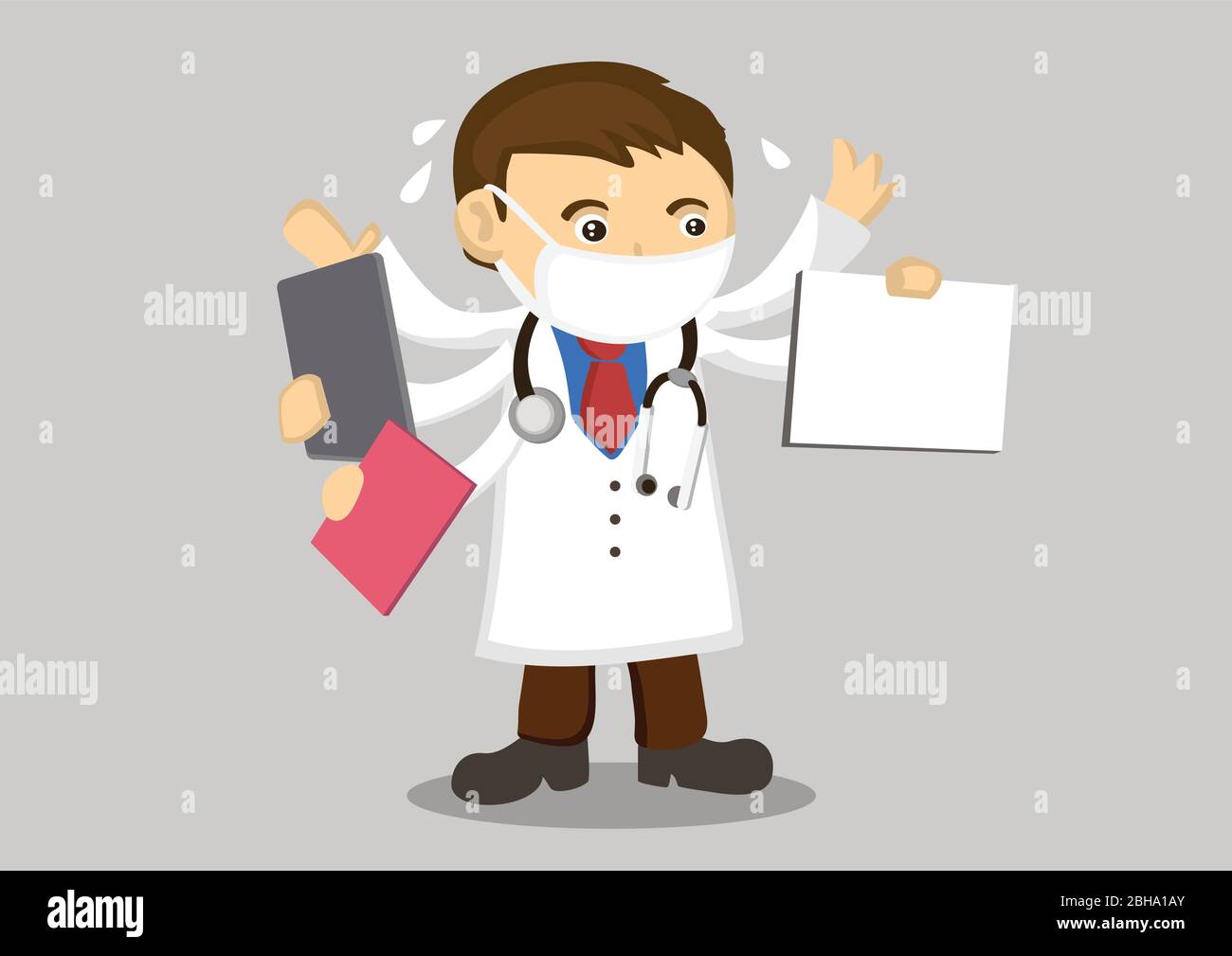 Doctor with multiple hands. Concept of multitasking medical Doctor ...