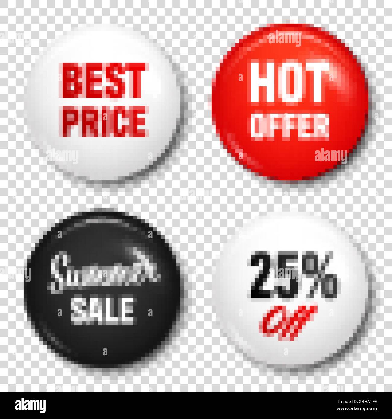 Realistic badges with text. Product promotion, sale. Special offer ...