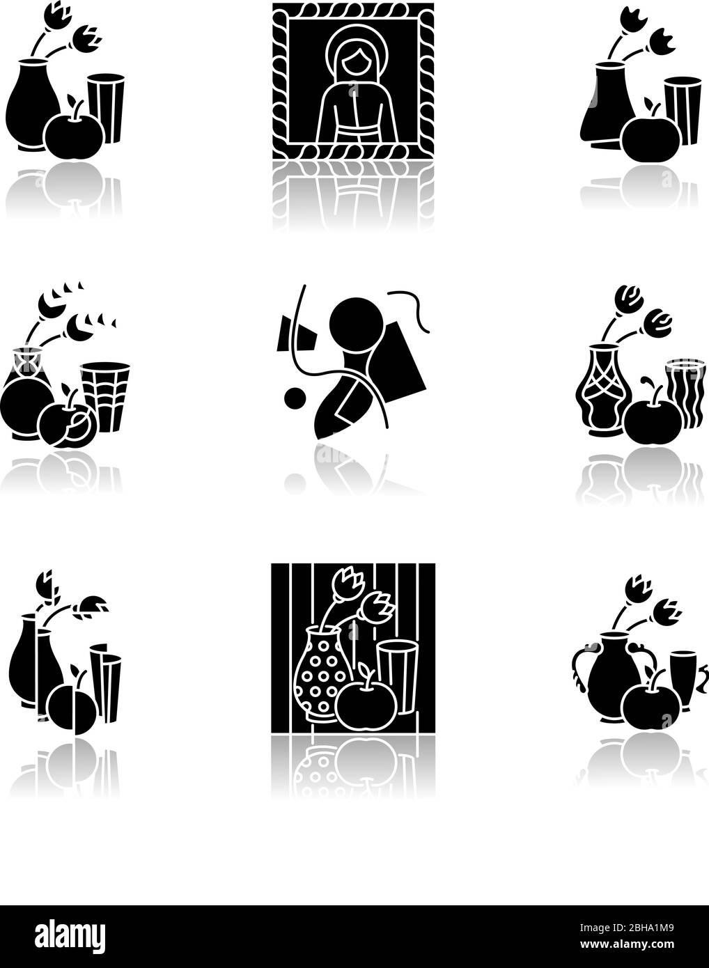 Cultural movements drop shadow black glyph icons set Stock Vector Image ...
