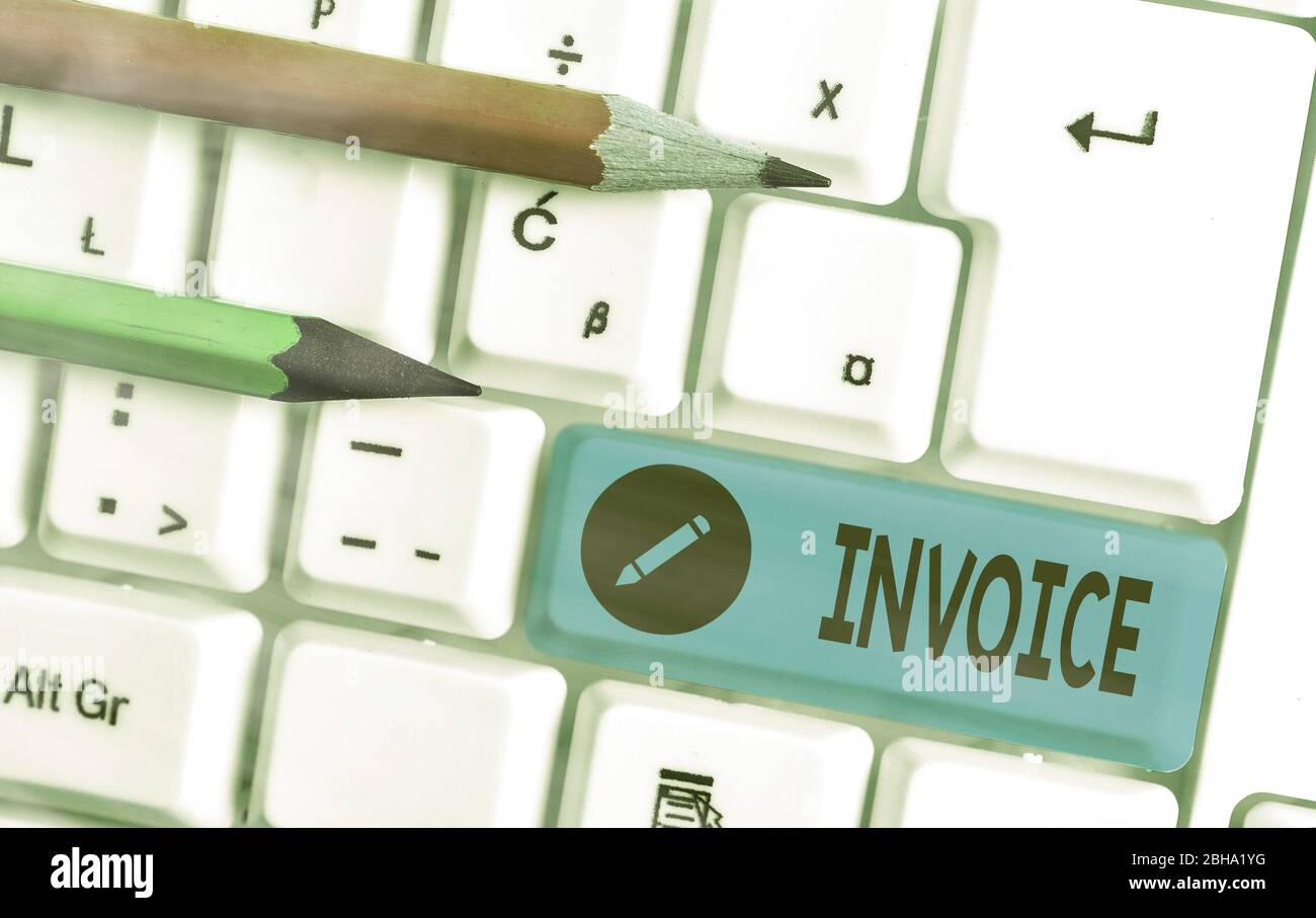 Word writing text Invoice. Business photo showcasing List of goods sent ...