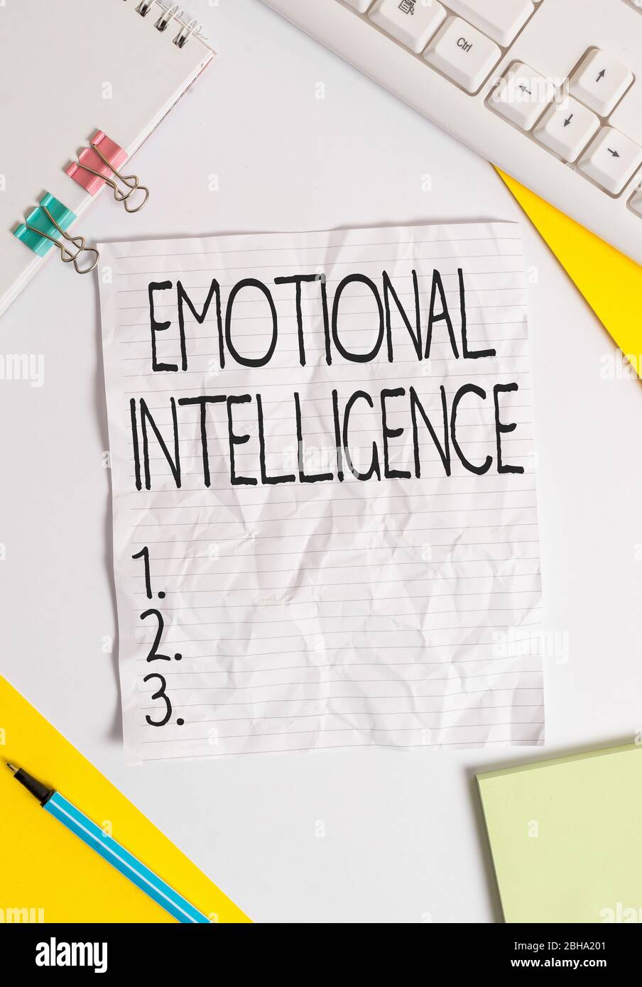 Writing note showing Emotional Intelligence. Business concept for Self ...