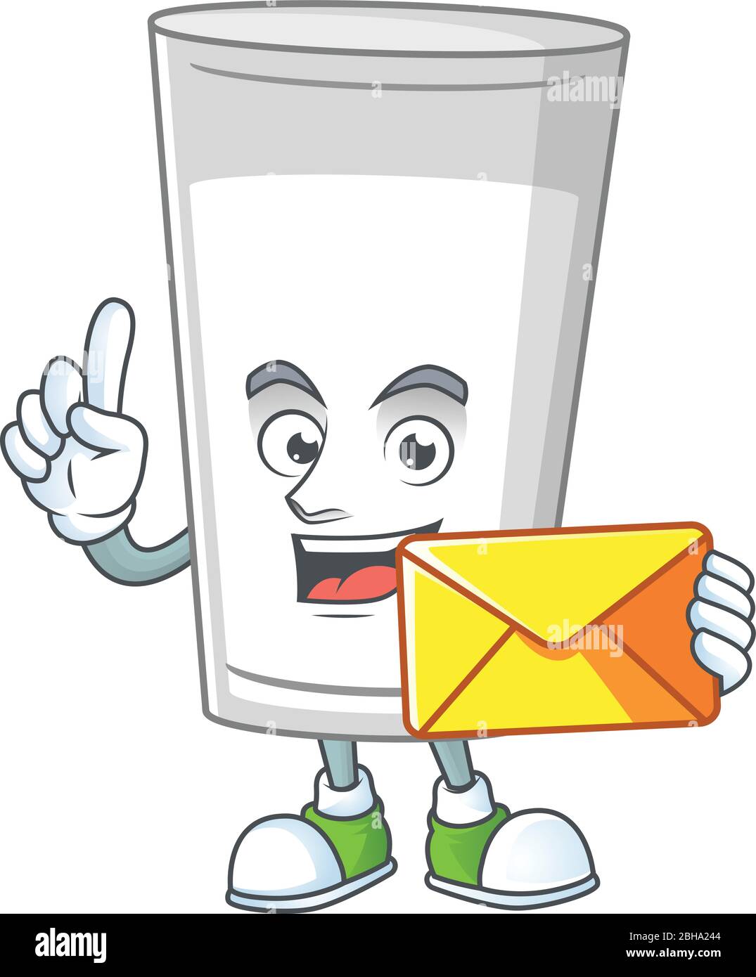 Cute face glass of milk mascot design bring brown envelope Stock Vector ...