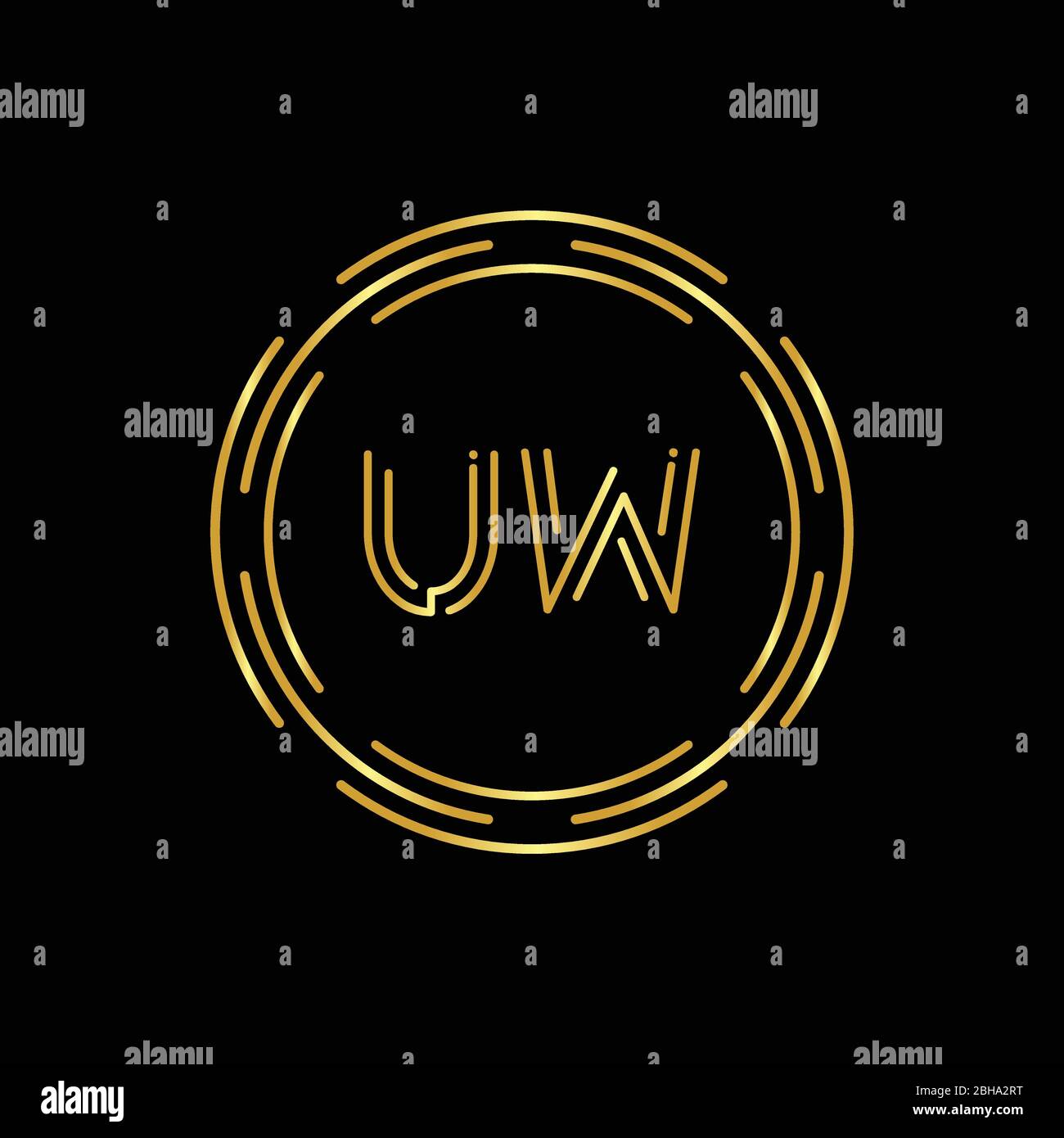Initial UW Logo Creative Typography Vector Template. Digital Abstract ...