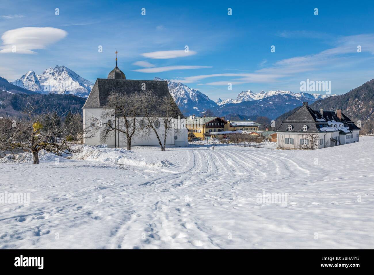 The village of Oberau near Berchtesgaden, Berchtesgaden Alps, Upper ...