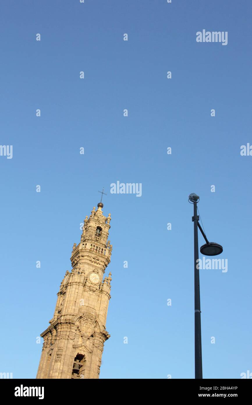 Church tower and street lamp Stock Photo - Alamy