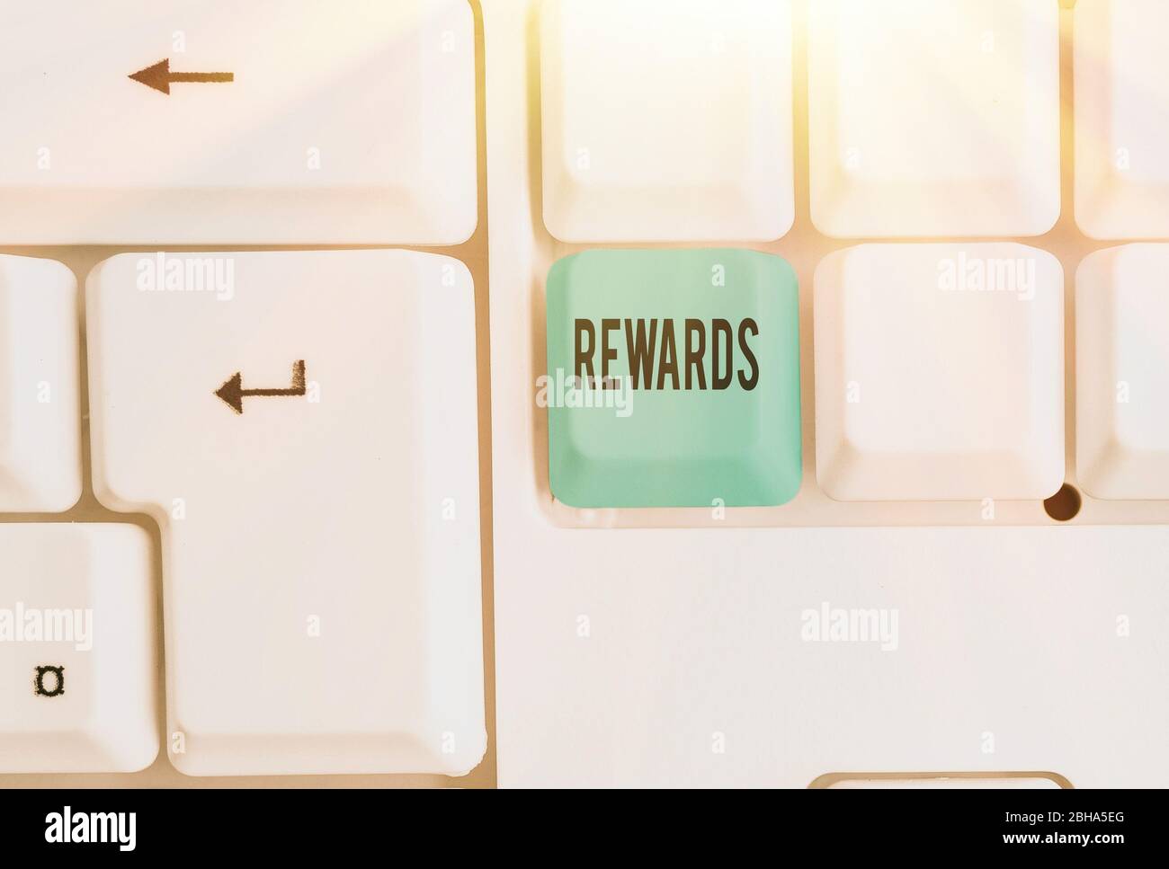 Conceptual hand writing showing Rewards. Concept meaning Given in ...