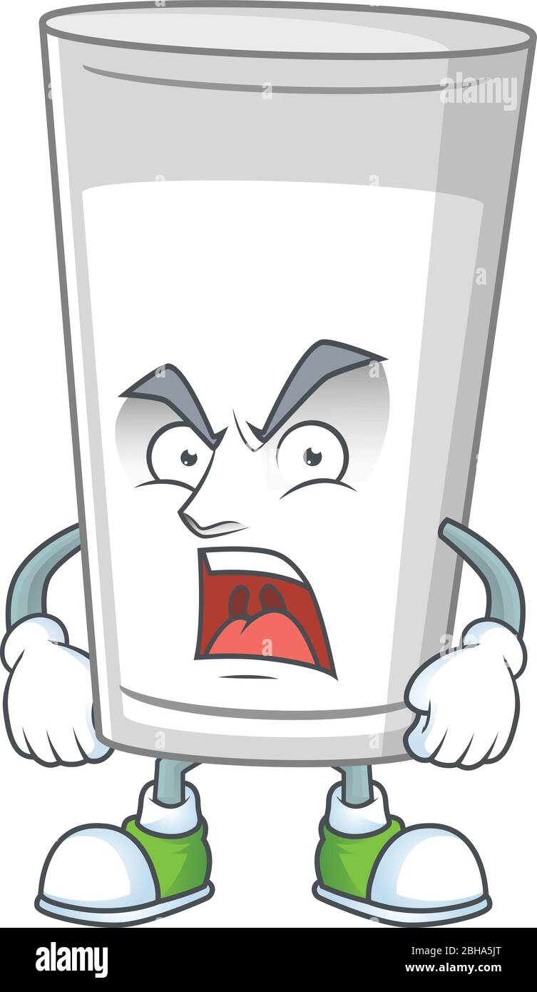 Glass of milk cartoon character design with mad face Stock Vector Image ...