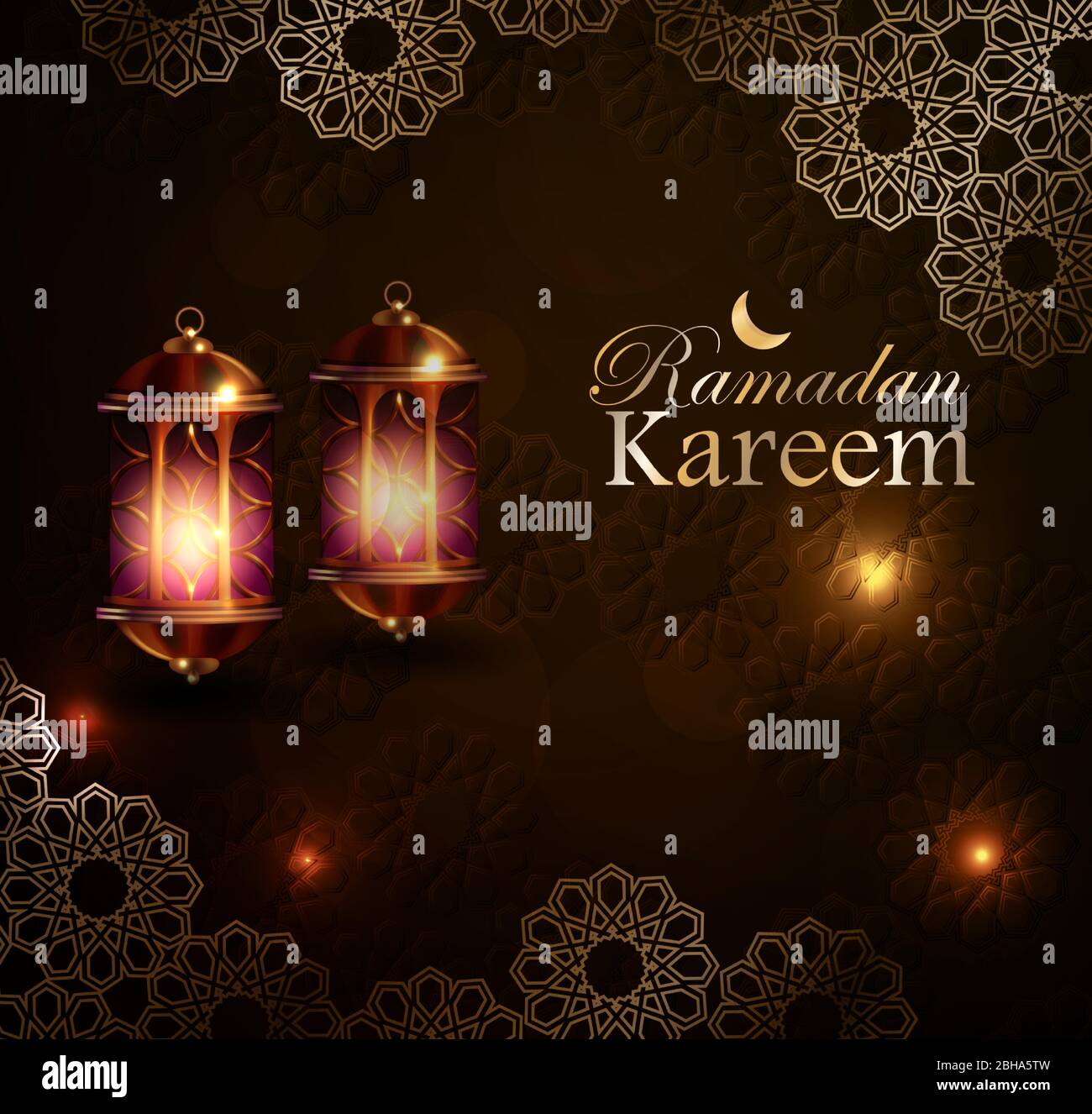 Ramadan Kareem greeting on blurred background Stock Vector Image & Art ...