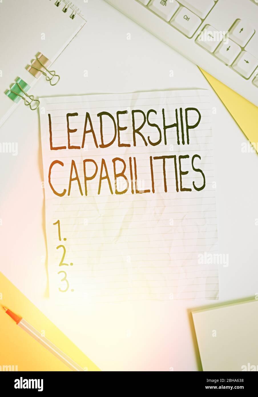 Writing note showing Leadership Capabilities. Business concept for Set ...