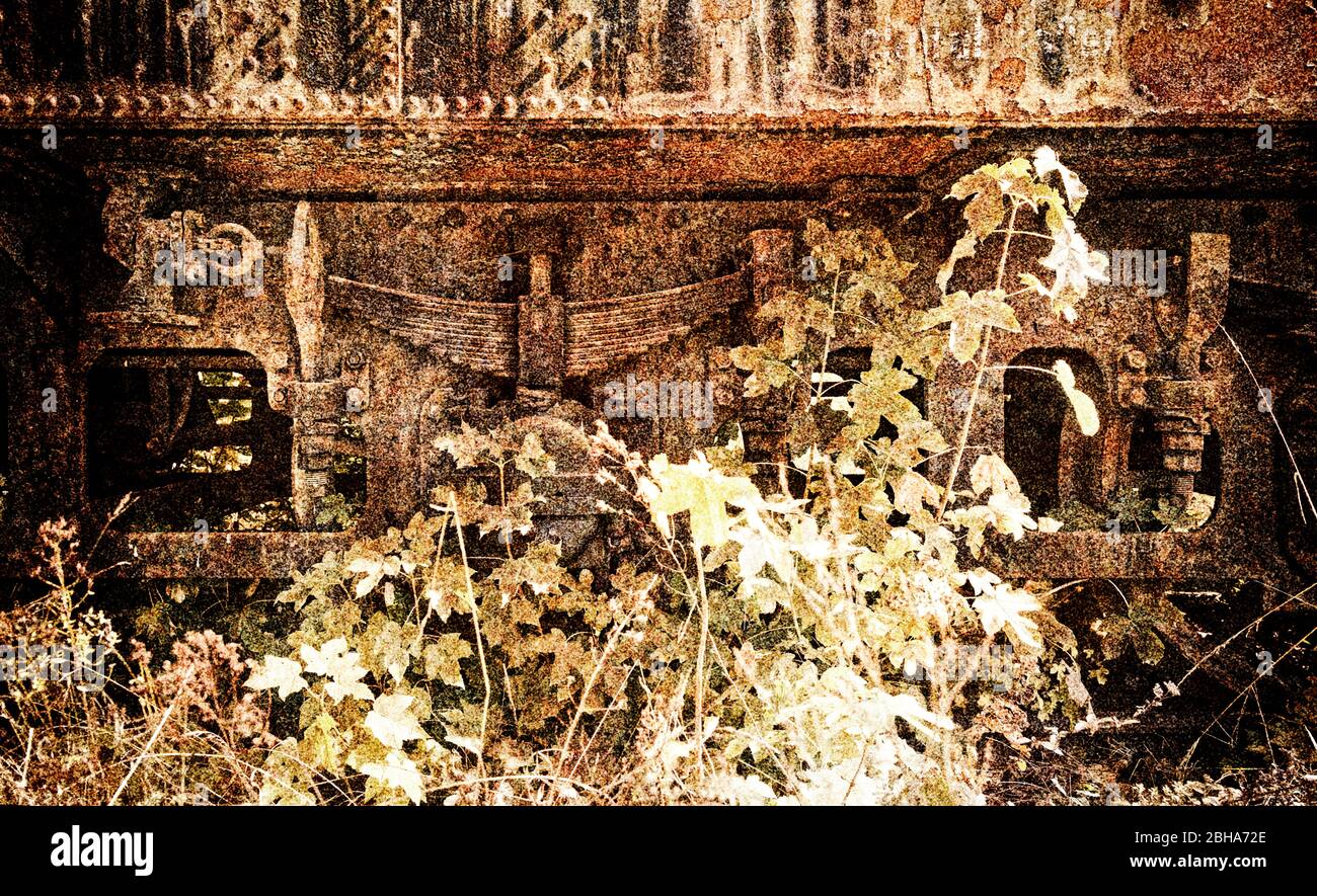 Spring, rust, plants, digitally processed, RailArt Stock Photo - Alamy