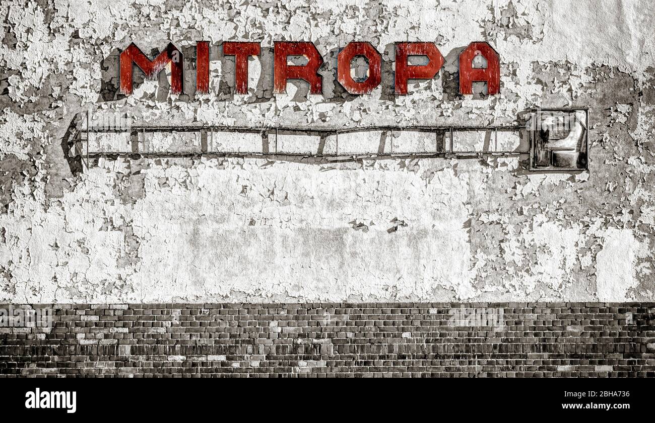 Weathered lettering Mitropa on weathered wall, digitally edited, Color ...