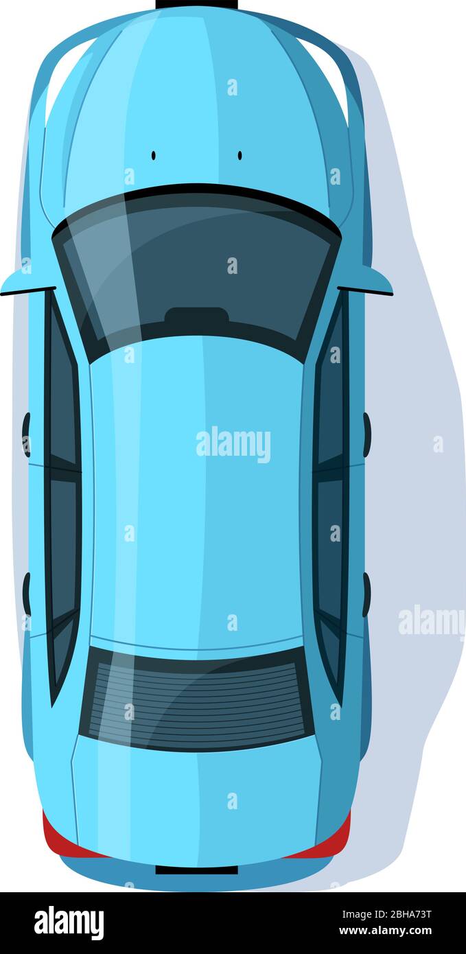 Blue sedan semi flat RGB color vector illustration Stock Vector Image ...