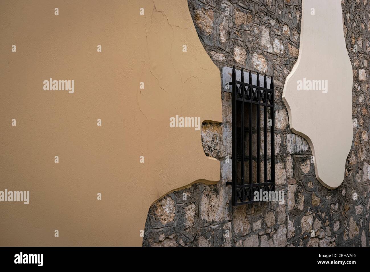 Window with metal railing on a stone wall with style Stock Photo - Alamy