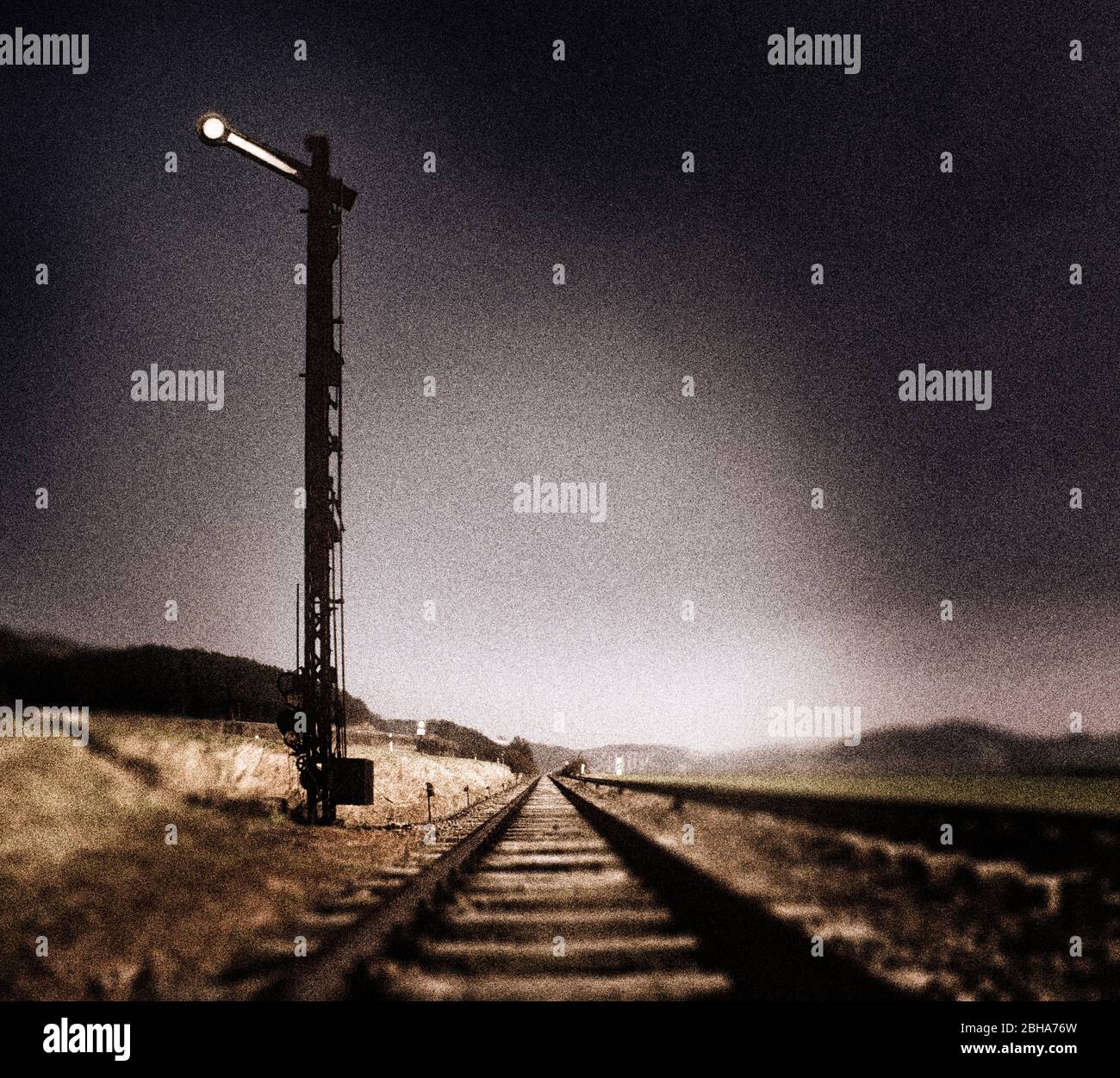 Track, signal, shut down, digitally processed, RailArt Stock Photo - Alamy