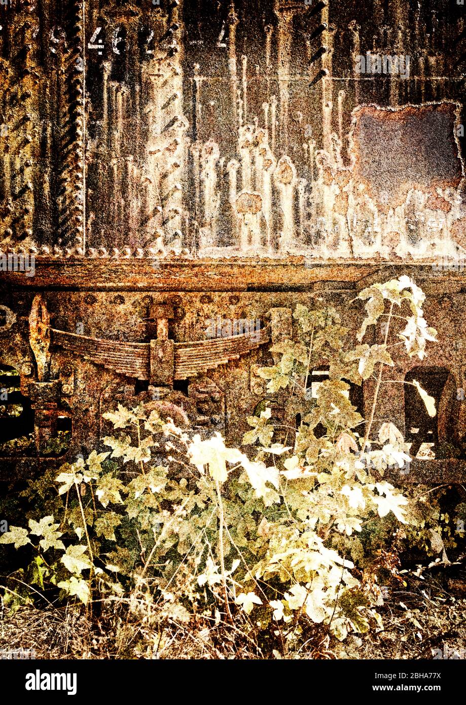 Springs, rust, plants, digitally processed, RailArt Stock Photo - Alamy