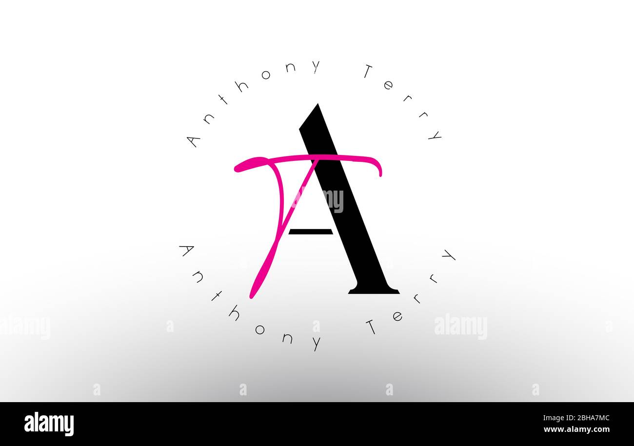 Letter AT signature minimalistic monogram vector logo. Simple AT Icon ...