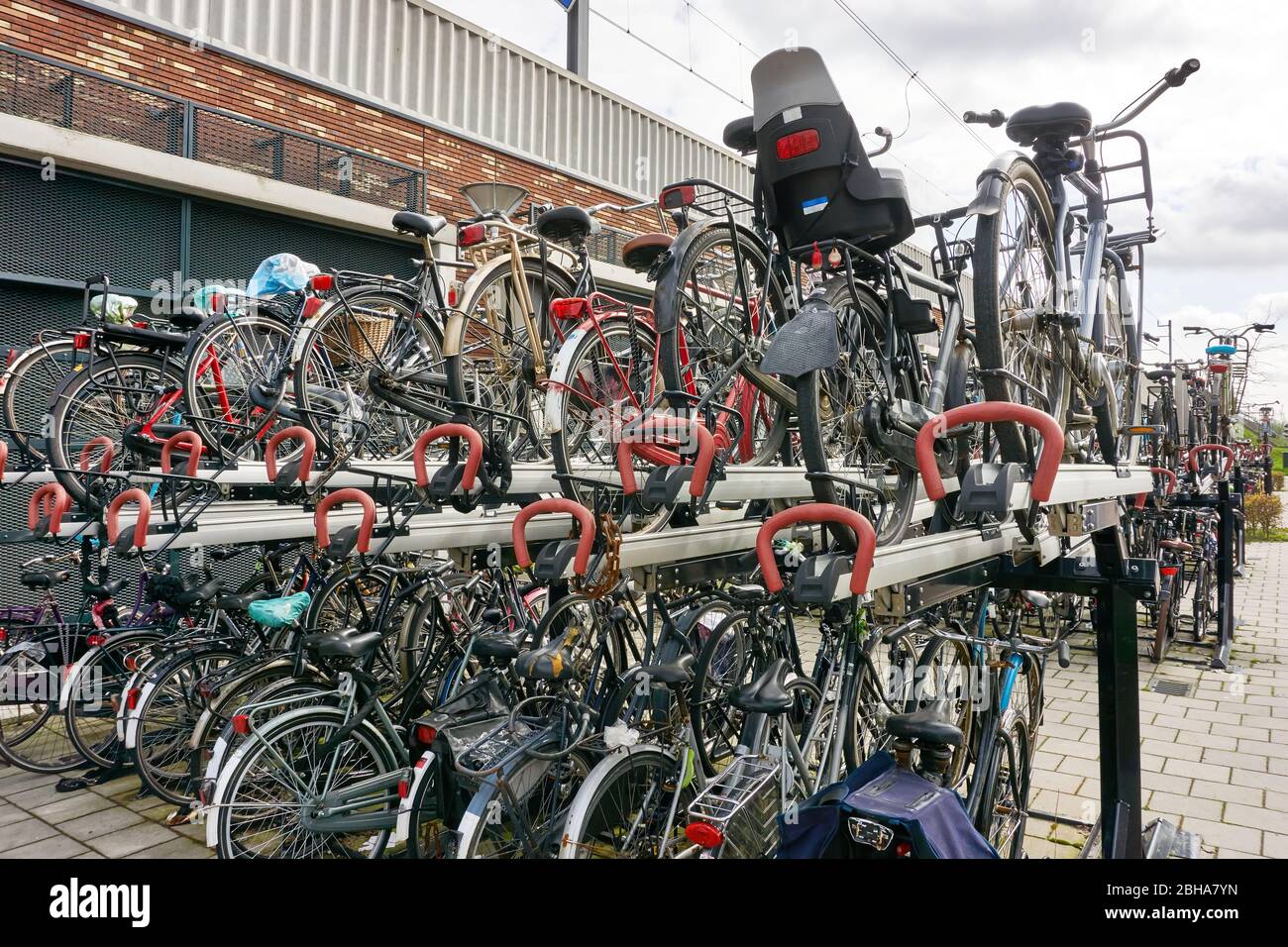 Multi level bicycle storage system with locks in Utrecht The ...