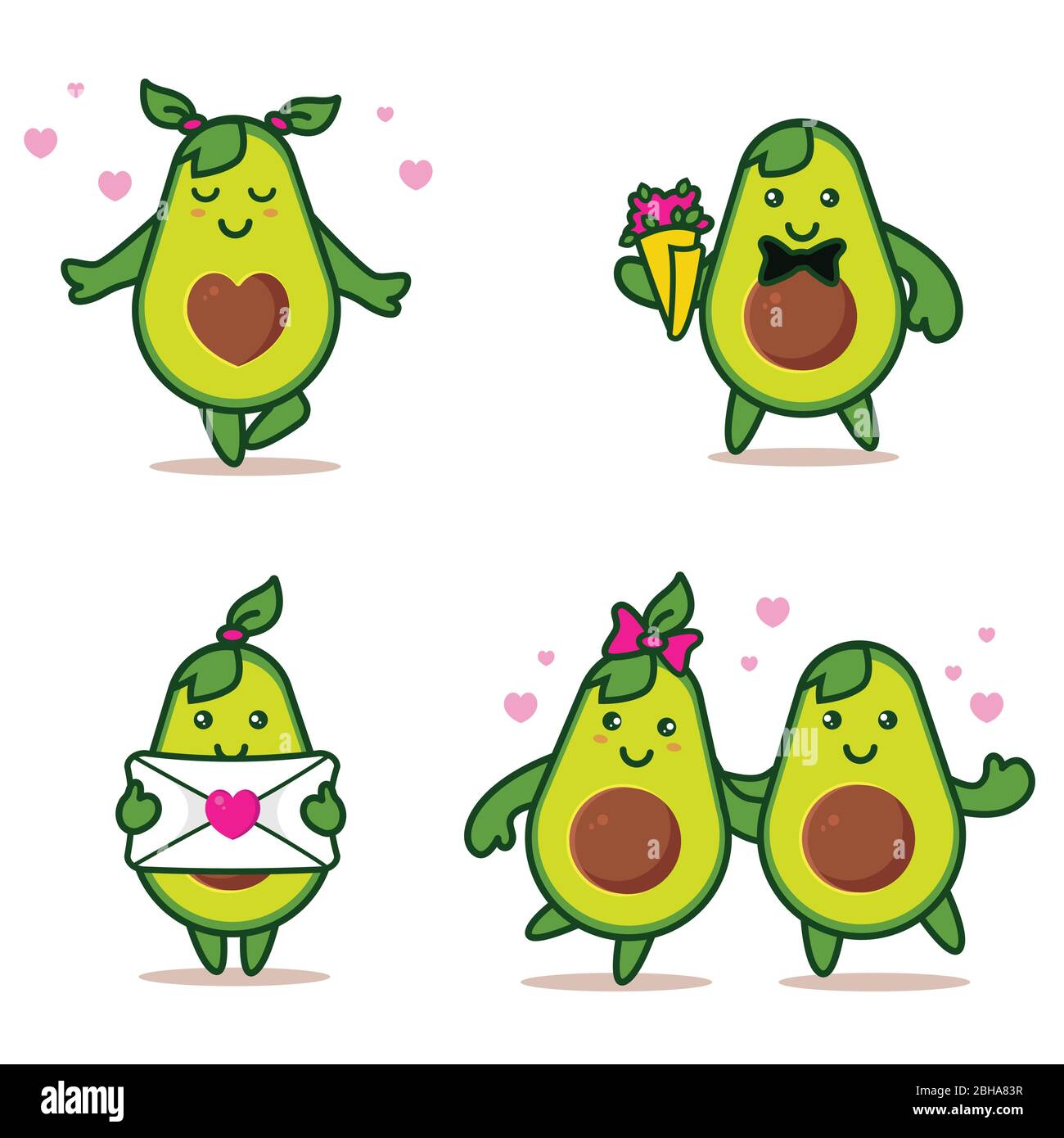 Cute avocado couple heart Stock Vector Images - Alamy