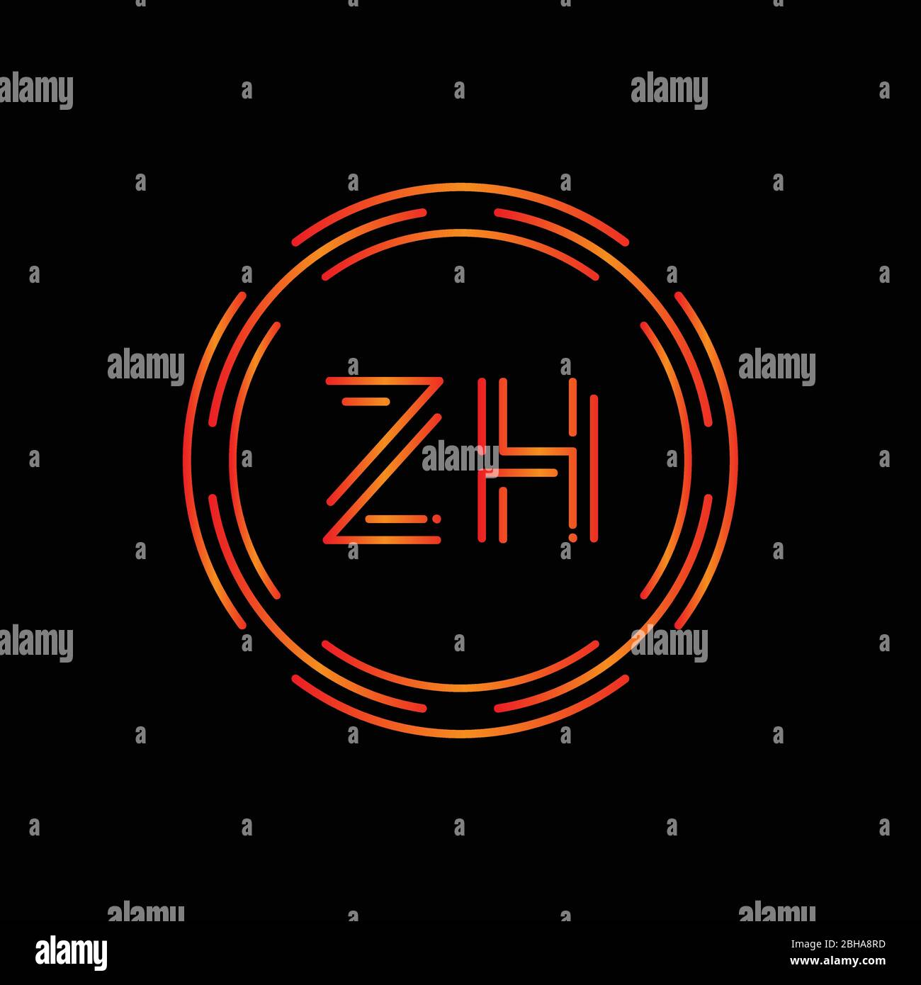 Initial ZH Logo Design Vector Template. Digital Circle Letter ZH ...