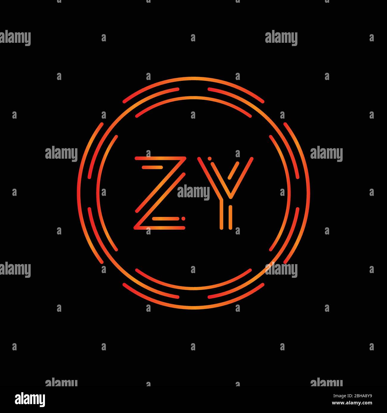 Initial ZY Logo Design Vector Template. Digital Circle Letter ZY Business Logo Vector ...