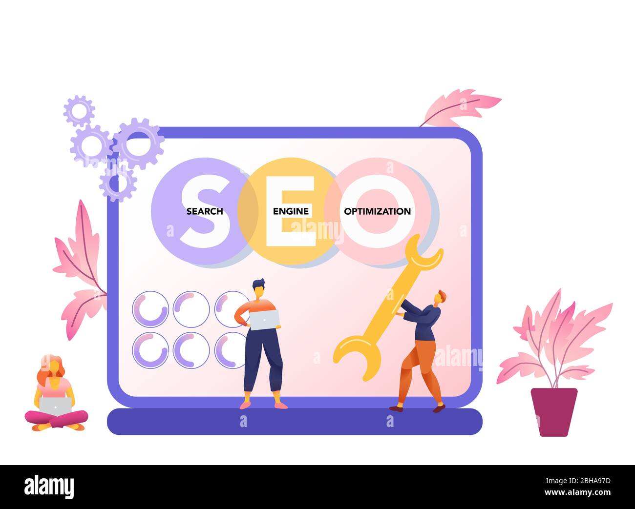 SEO tools concept and Website traffic, web page visibility. Marketers ...