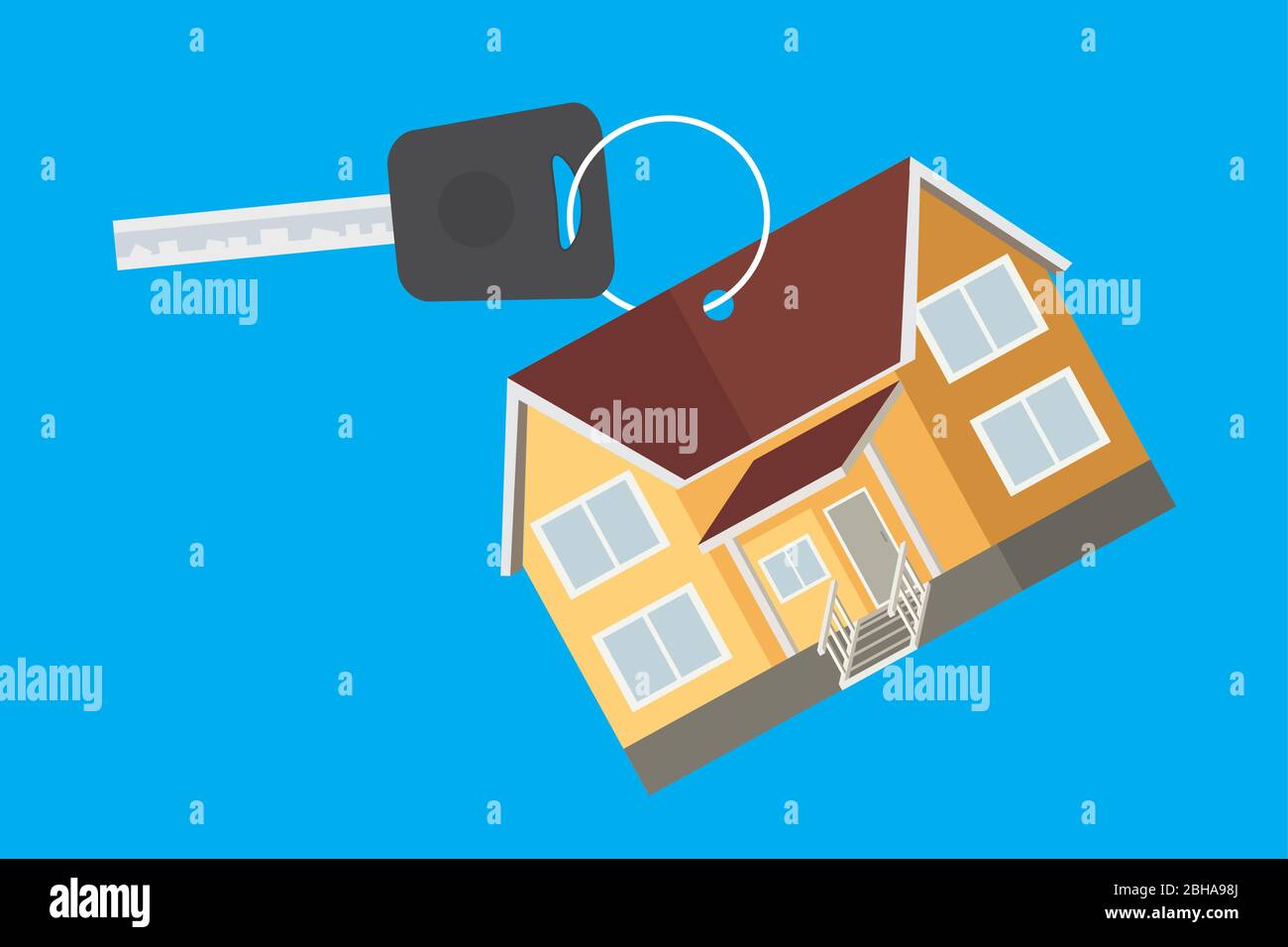 key and house keychain,real estate concept,flat vector illustration ...