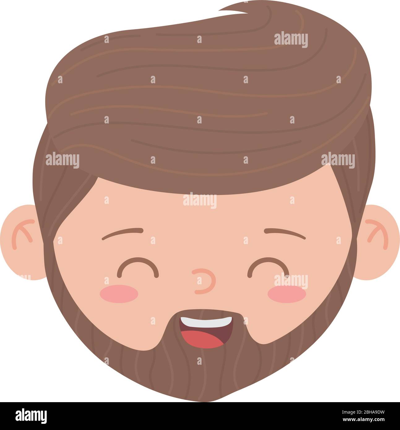 bearded man face character isolated icon white background vector ...
