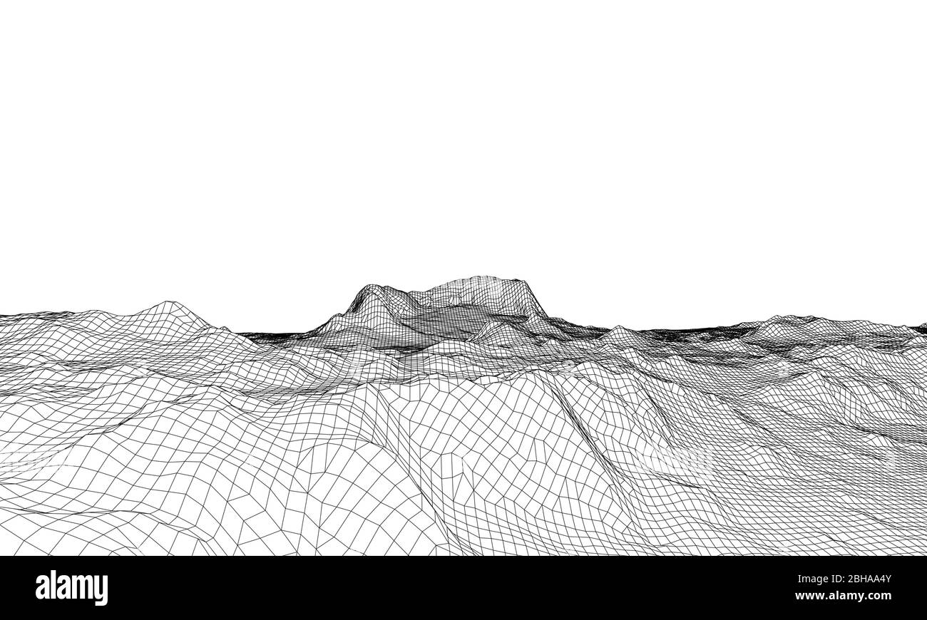 Abstract 3d wire-frame landscape. Blueprint style Stock Vector Image ...