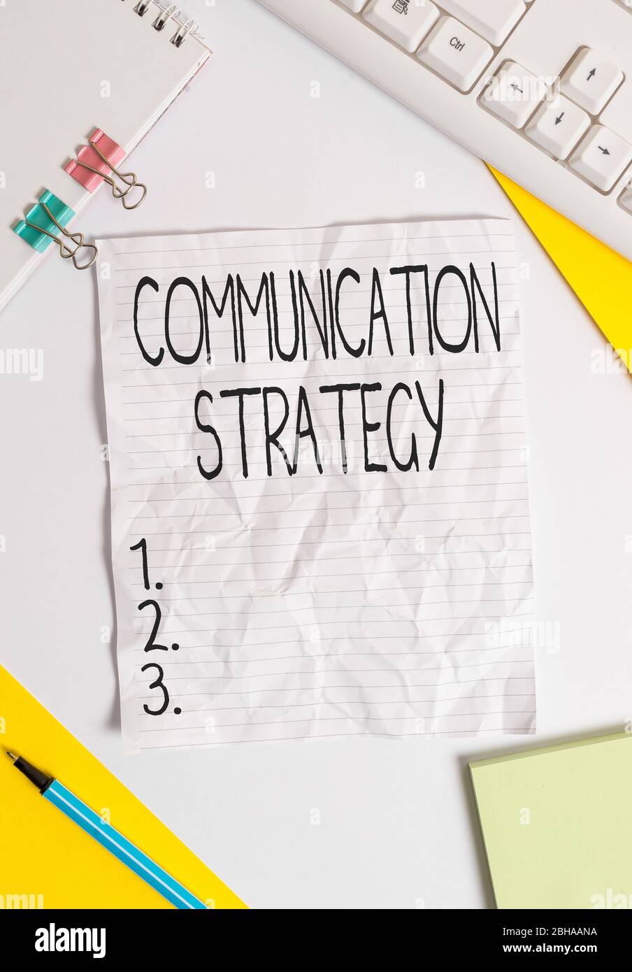 Writing note showing Communication Strategy. Business concept for ...