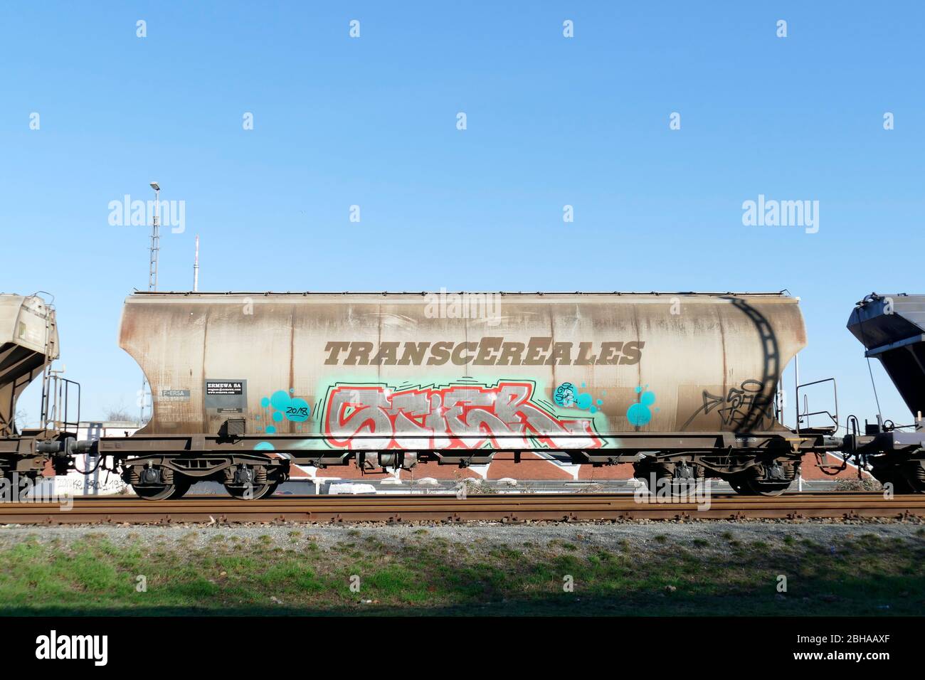 Freight car standing on a rail, Bremen, Germany, Europe Stock Photo - Alamy