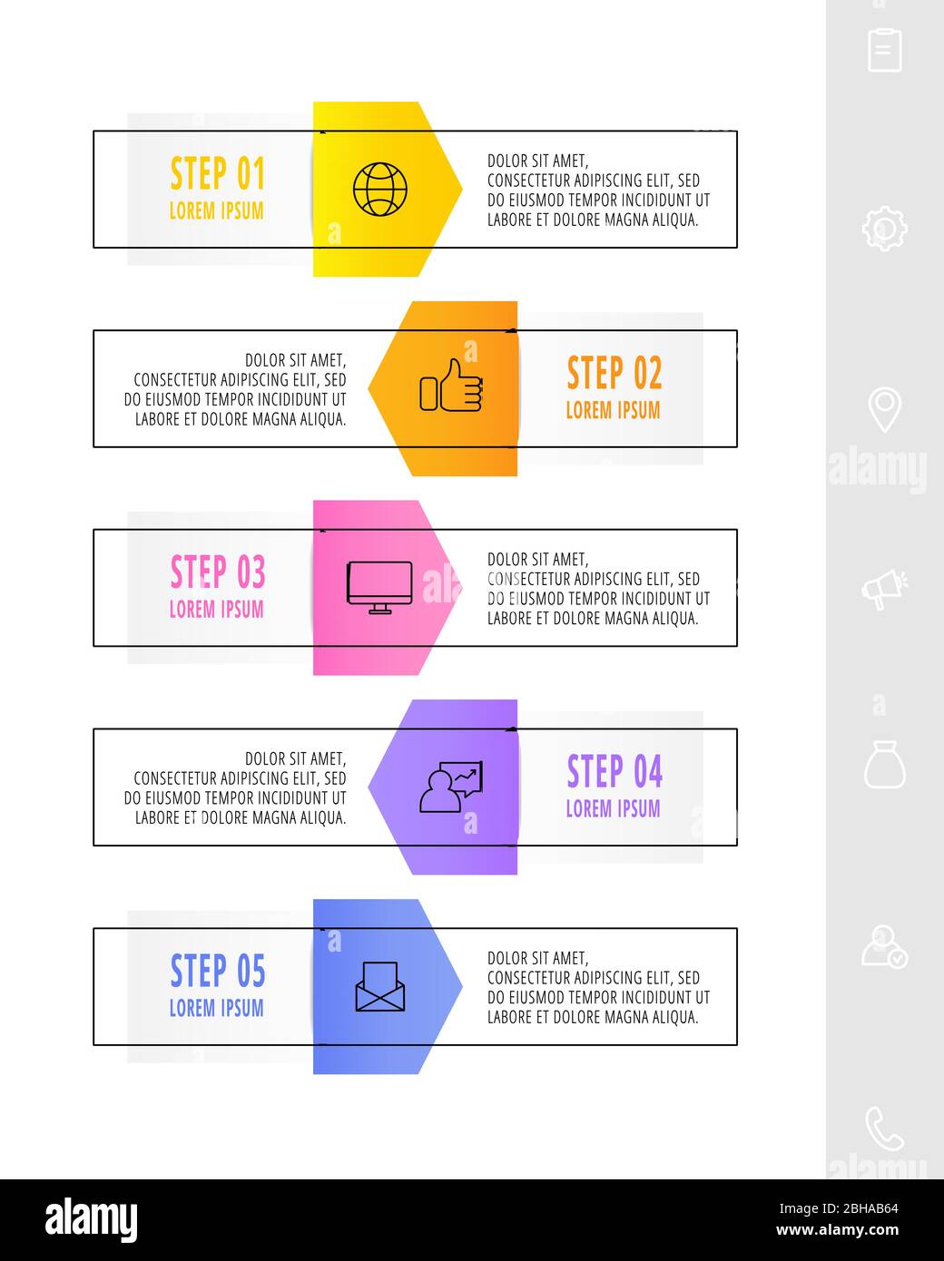 Infographic with 5 elements with arrows. Vector concept of five ...