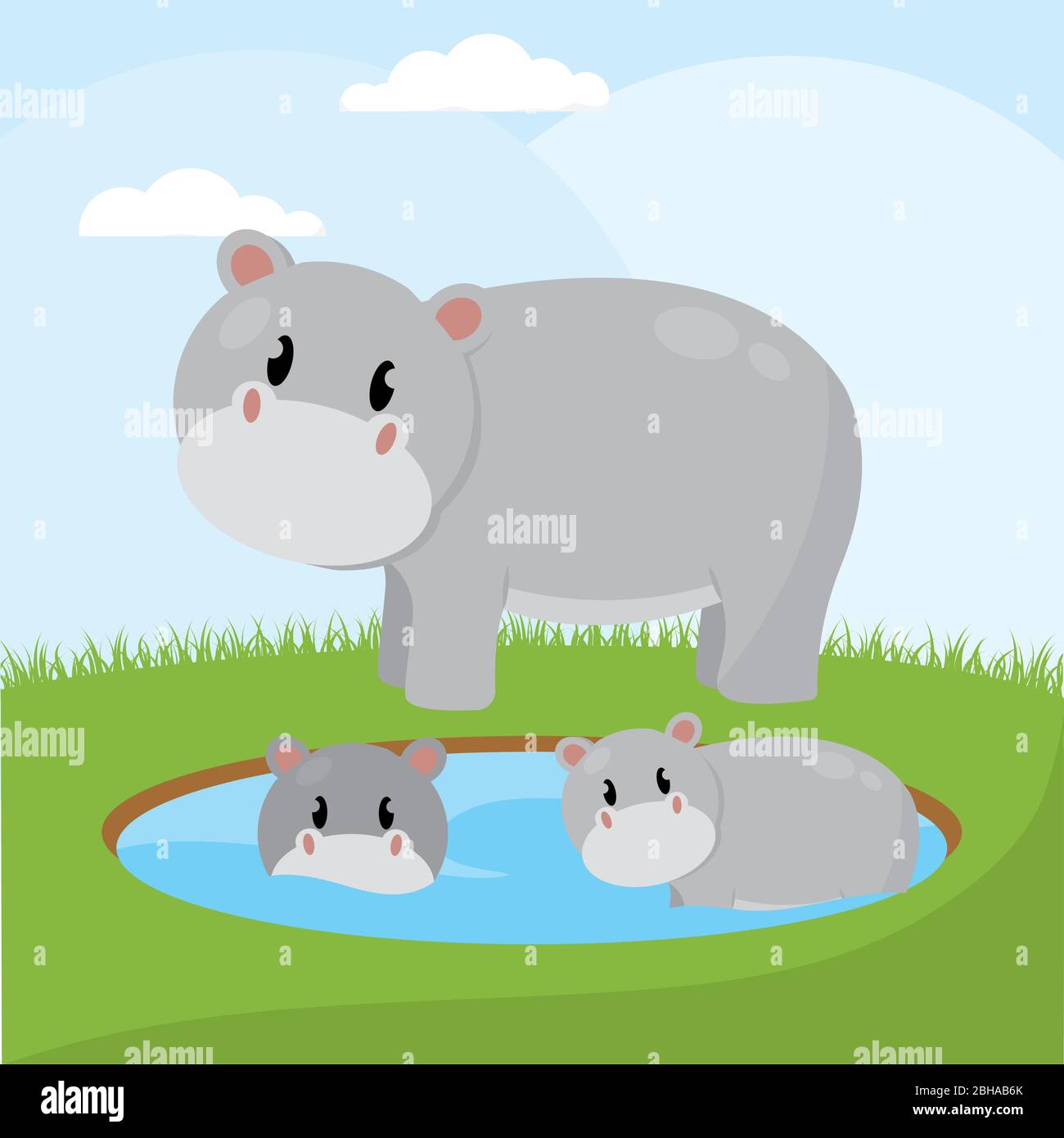 Cute hippopotamuses cartoon Stock Vector Image & Art - Alamy