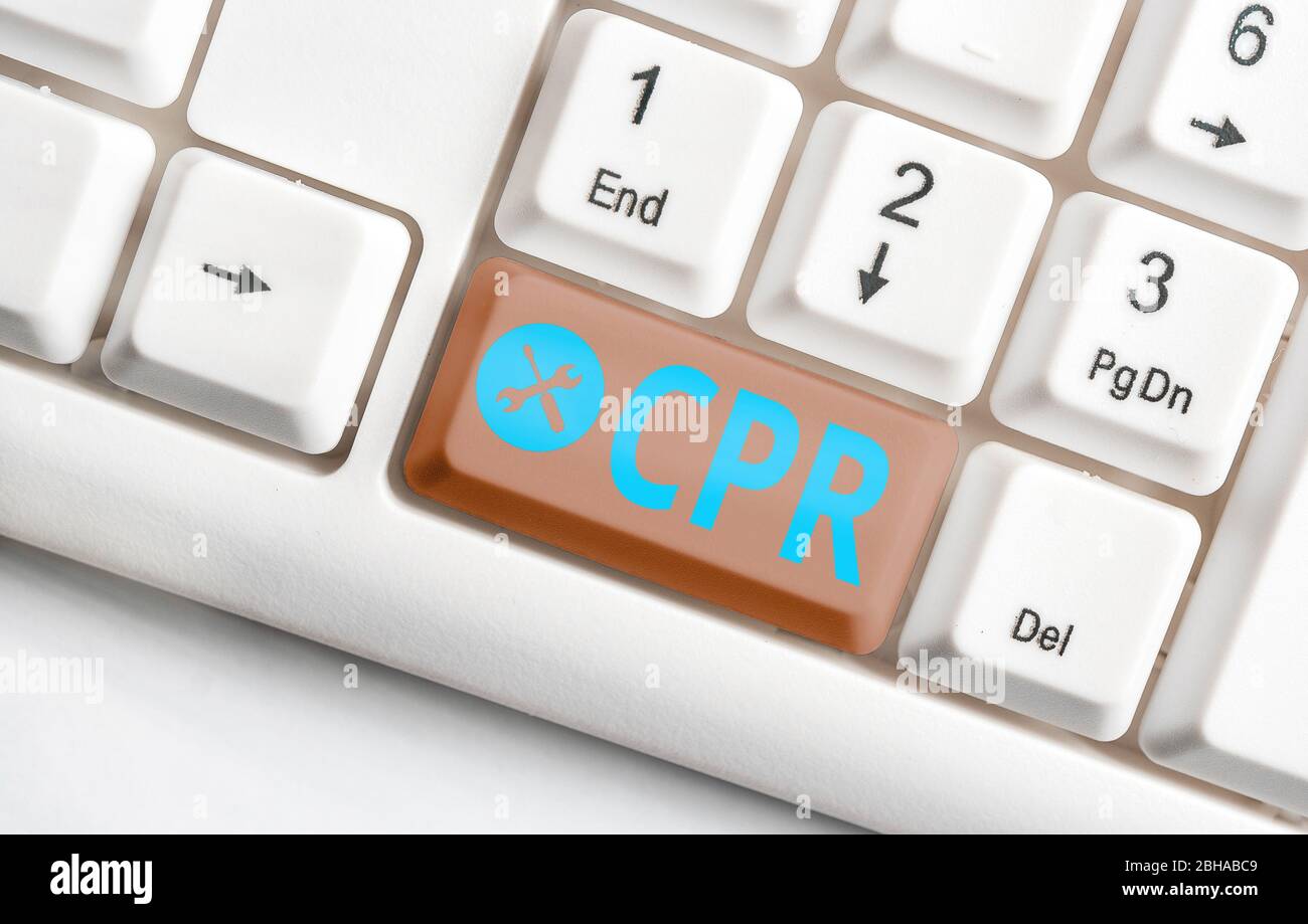 Writing note showing Cpr. Business concept for cardiopulmonary ...