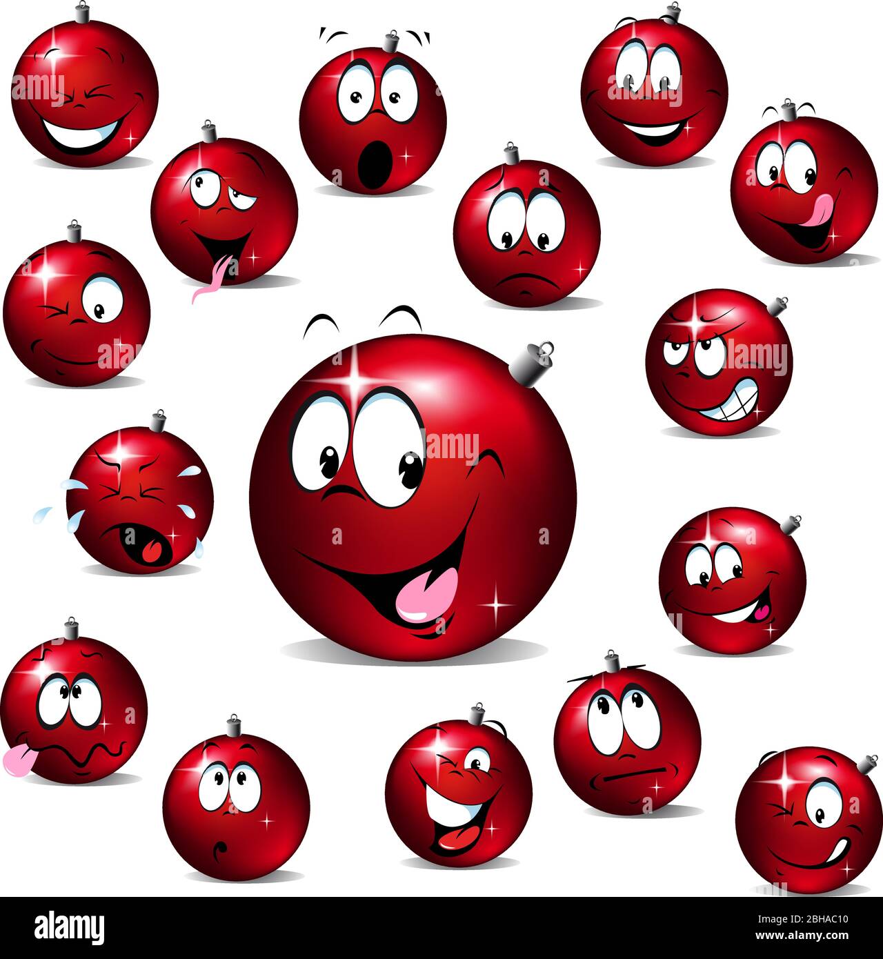 cute xmas ball with funny face emotion - christmas vector illustration ...