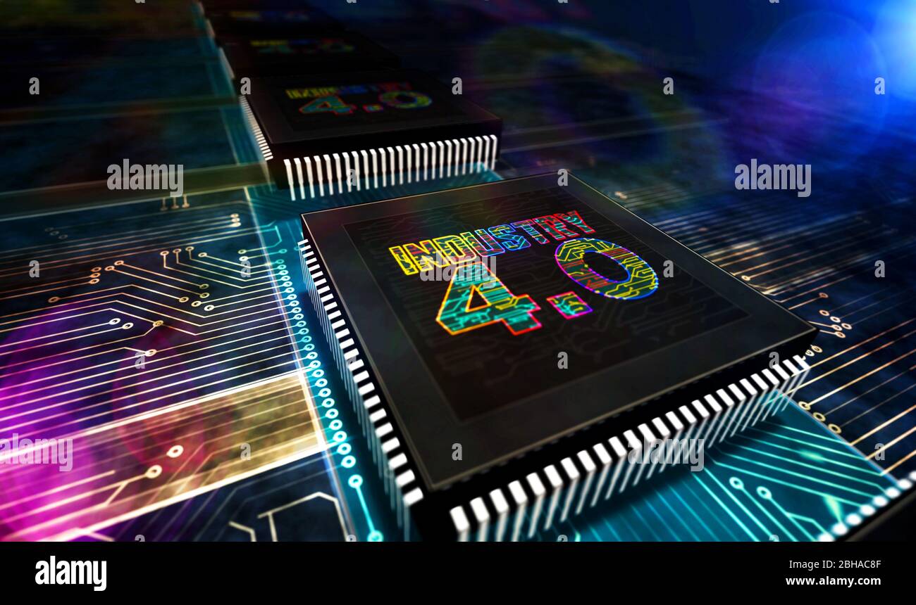 Industry 4.0, innovation and modern digital technology. Futuristic ...